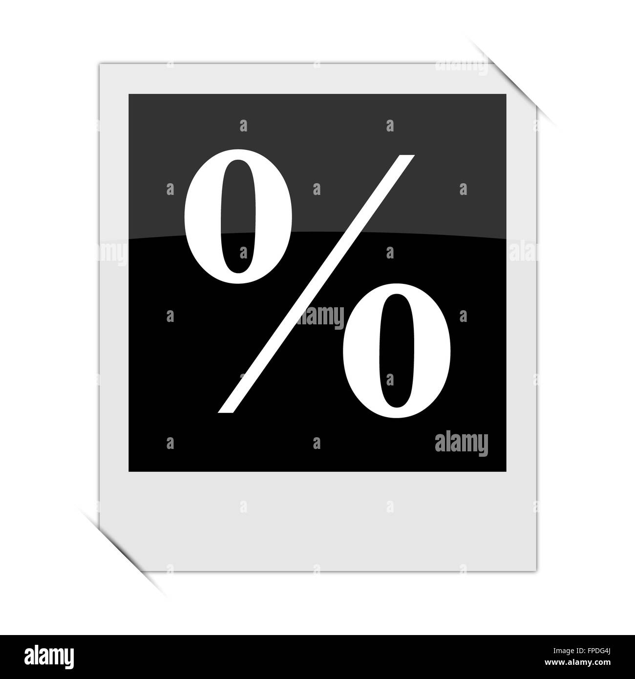 Percent icon within a photo on white background Stock Photo - Alamy