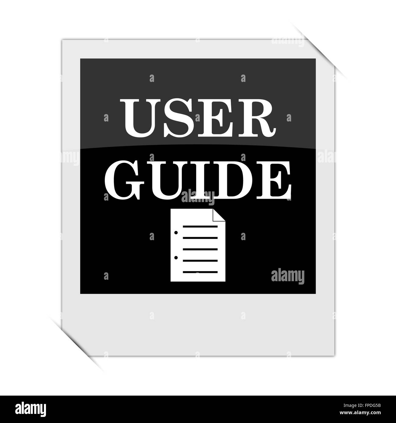 User guide icon within a photo on white background Stock Photo - Alamy