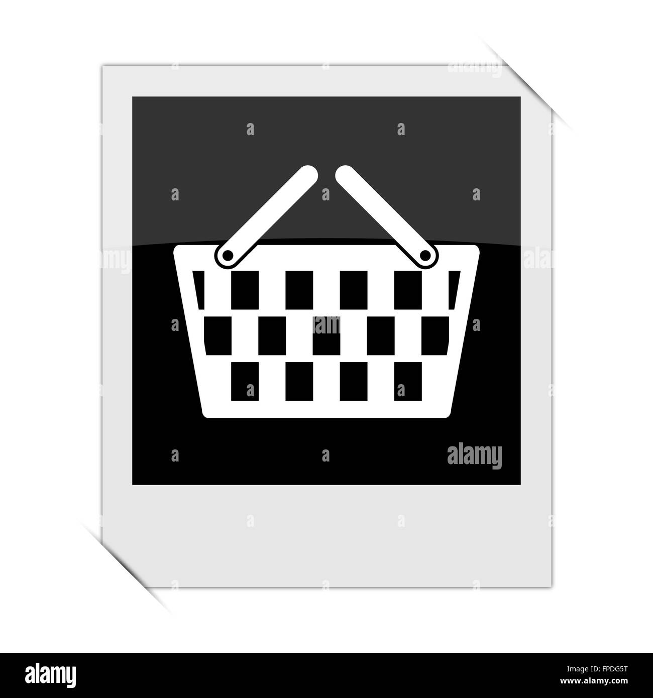 Shopping basket icon within a photo on white background Stock Photo - Alamy