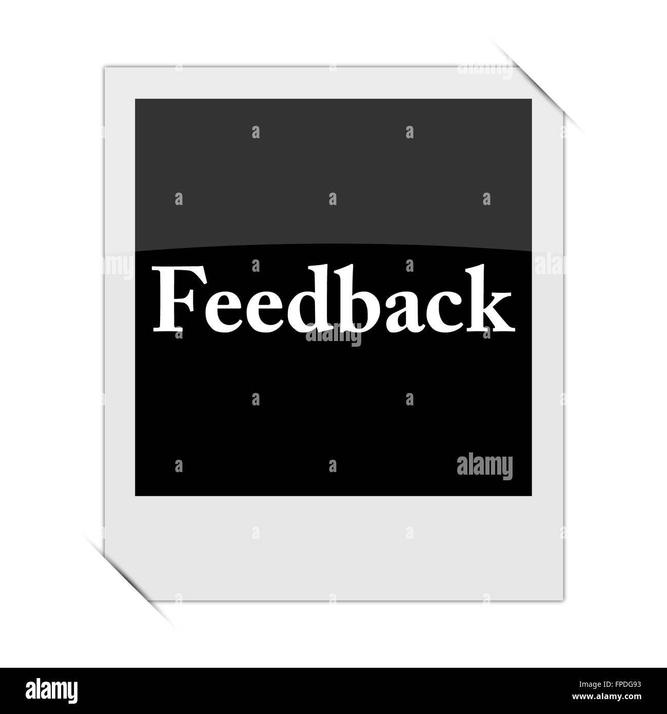 Feedback icon within a photo on white background Stock Photo - Alamy