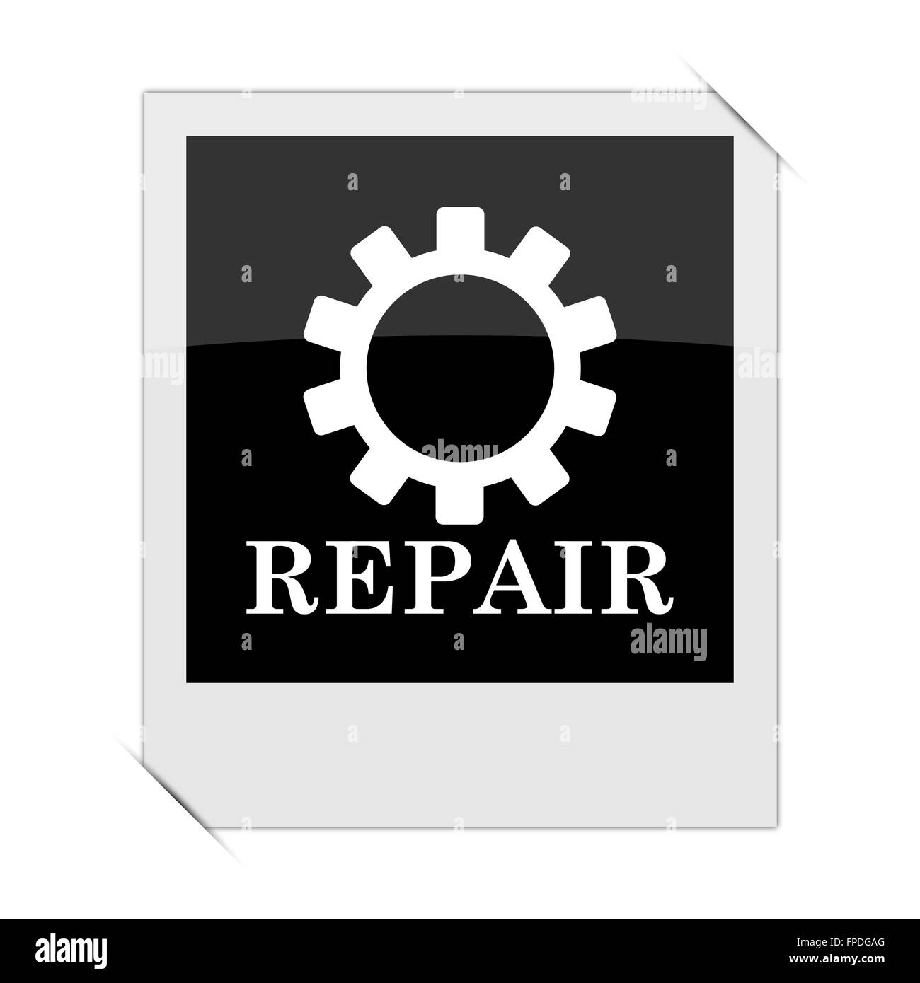 Repair icon within a photo on white background Stock Photo - Alamy