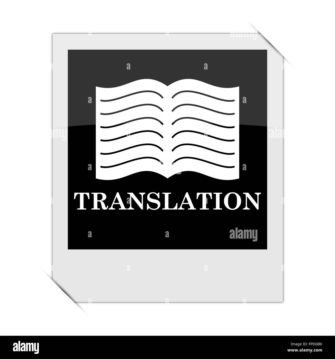 Translation book icon within a photo on white background Stock Photo ...