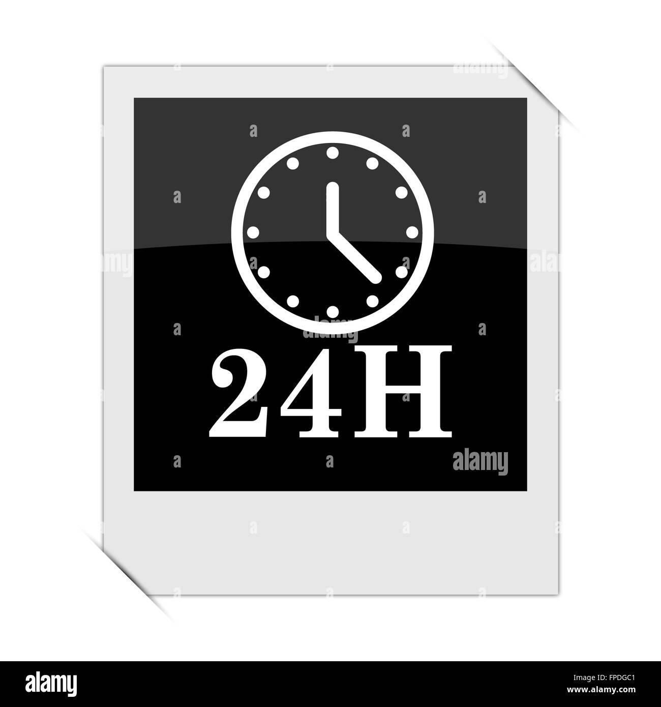 24H clock icon within a photo on white background Stock Photo - Alamy