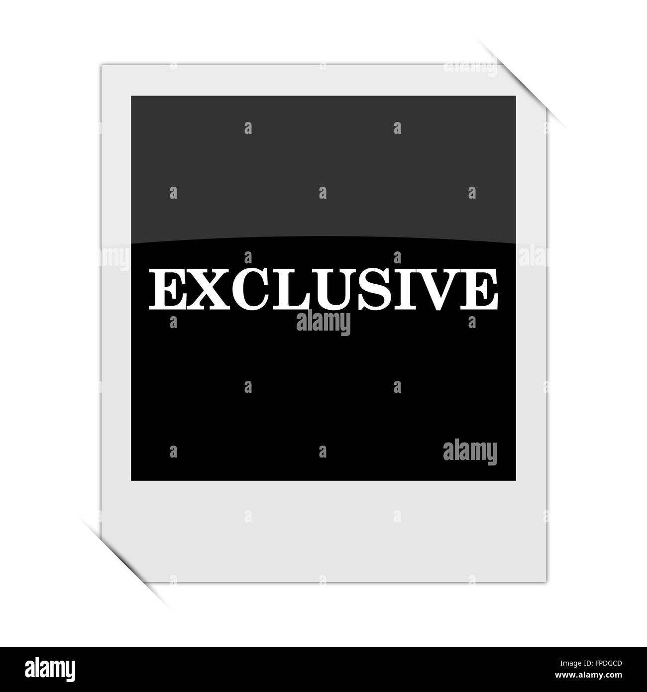 Exclusive icon within a photo on white background Stock Photo - Alamy