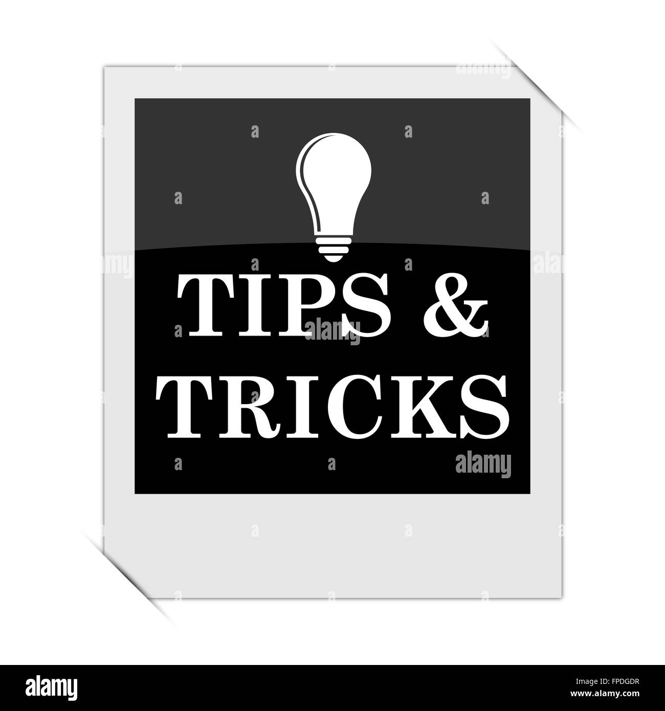 Tips and tricks icon within a photo on white background Stock Photo - Alamy