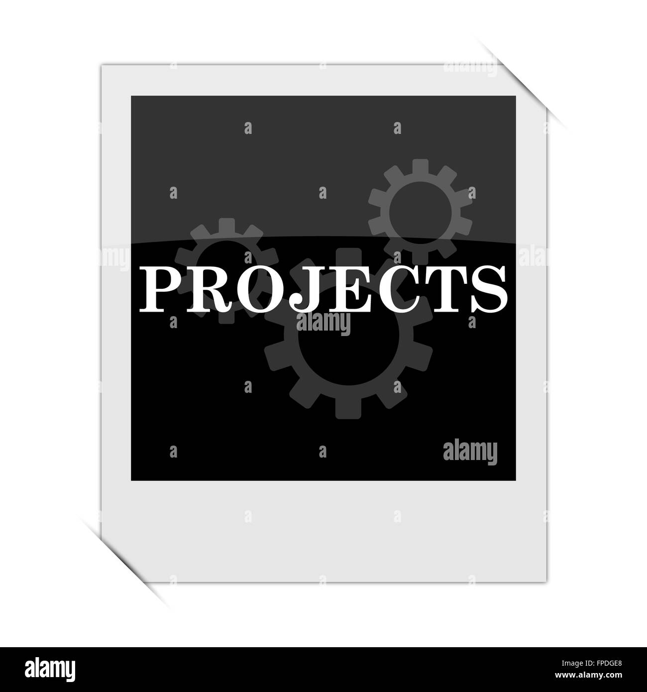 Projects icon within a photo on white background Stock Photo - Alamy