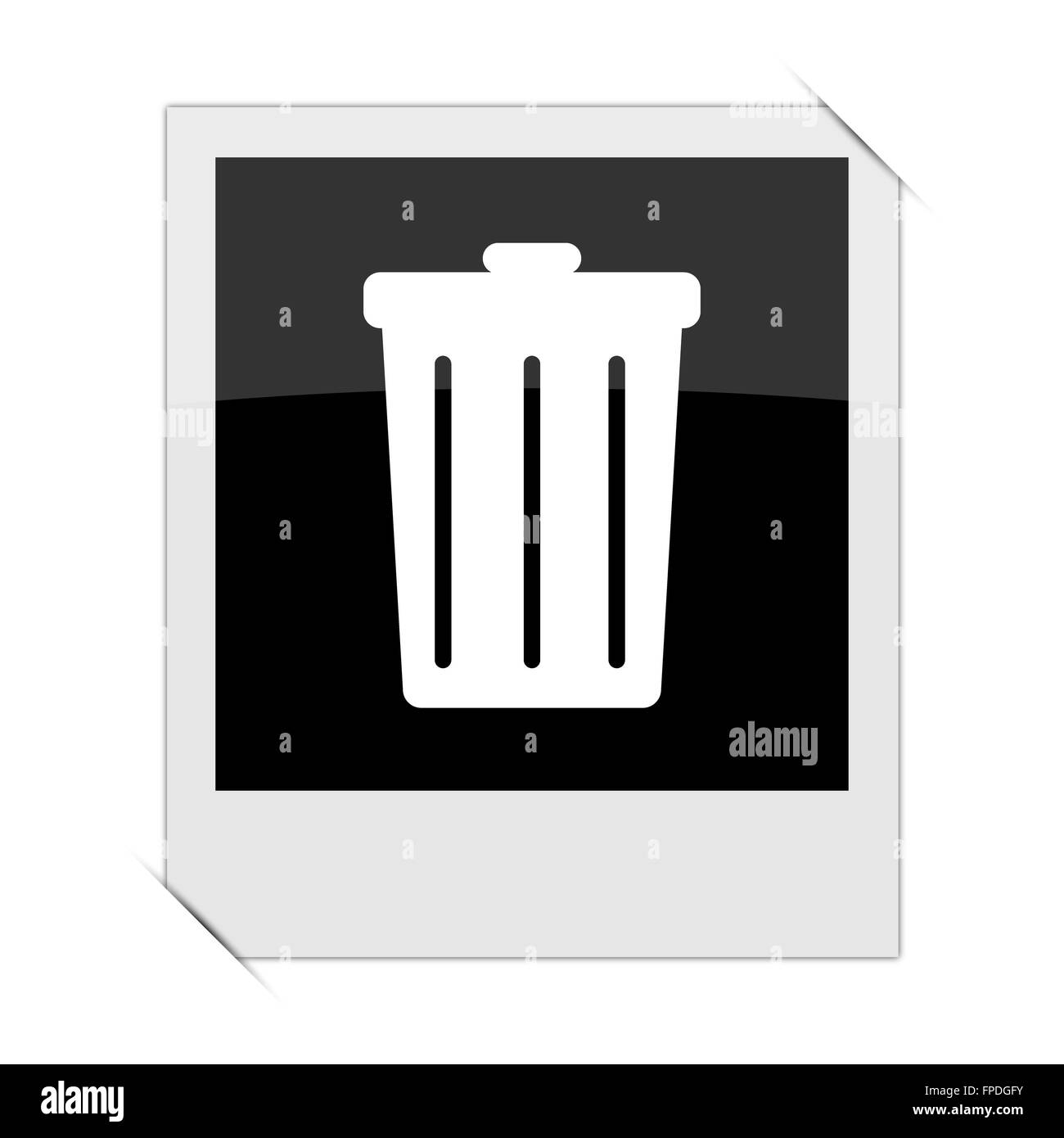 Bin icon within a photo on white background Stock Photo - Alamy