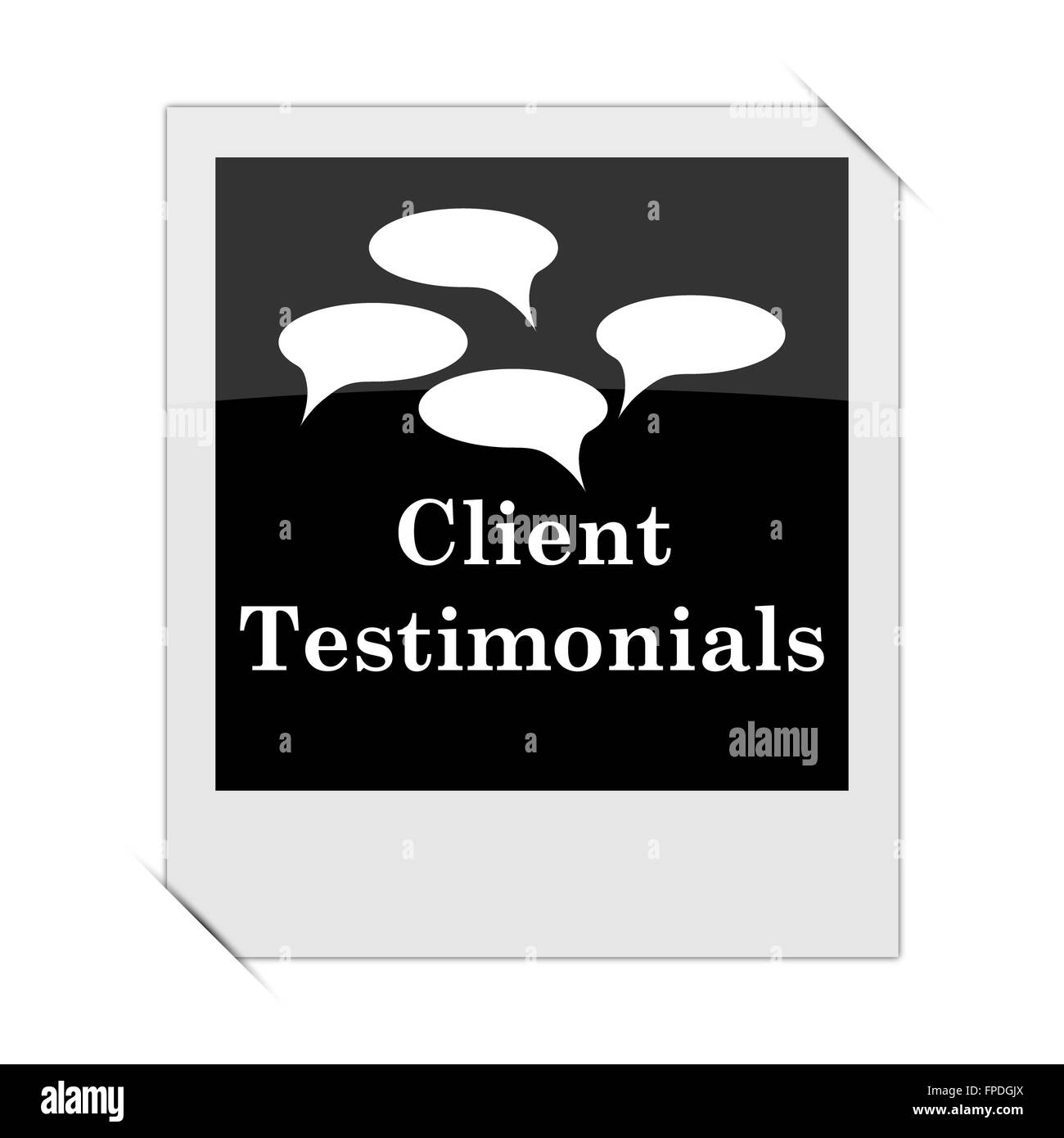 Client testimonials icon within a photo on white background Stock Photo ...