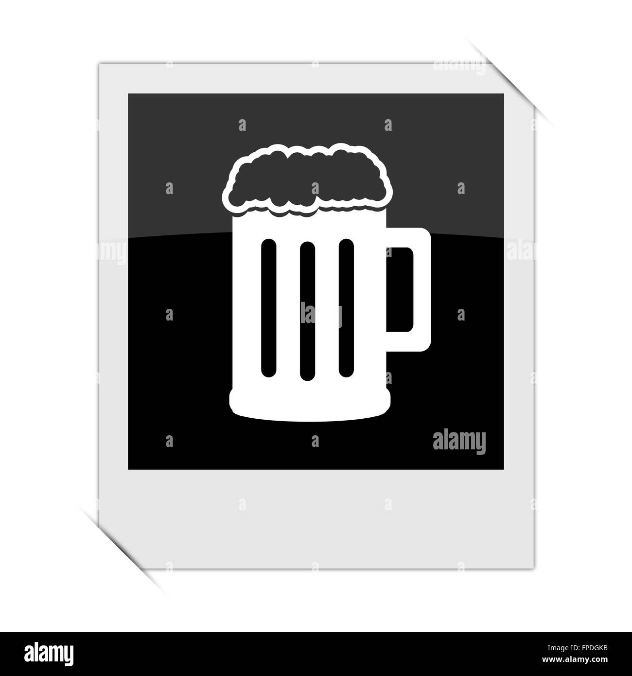 Beer icon within a photo on white background Stock Photo - Alamy