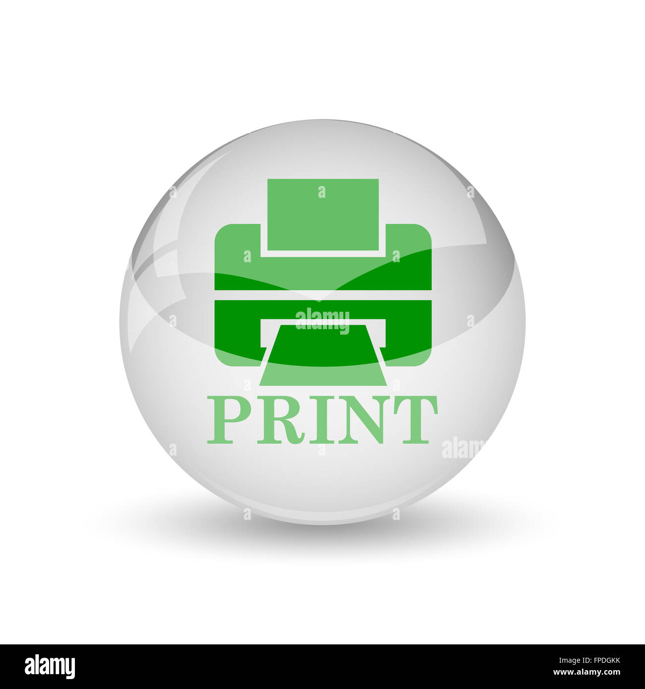 Printer with word PRINT icon. Internet button on white background Stock ...