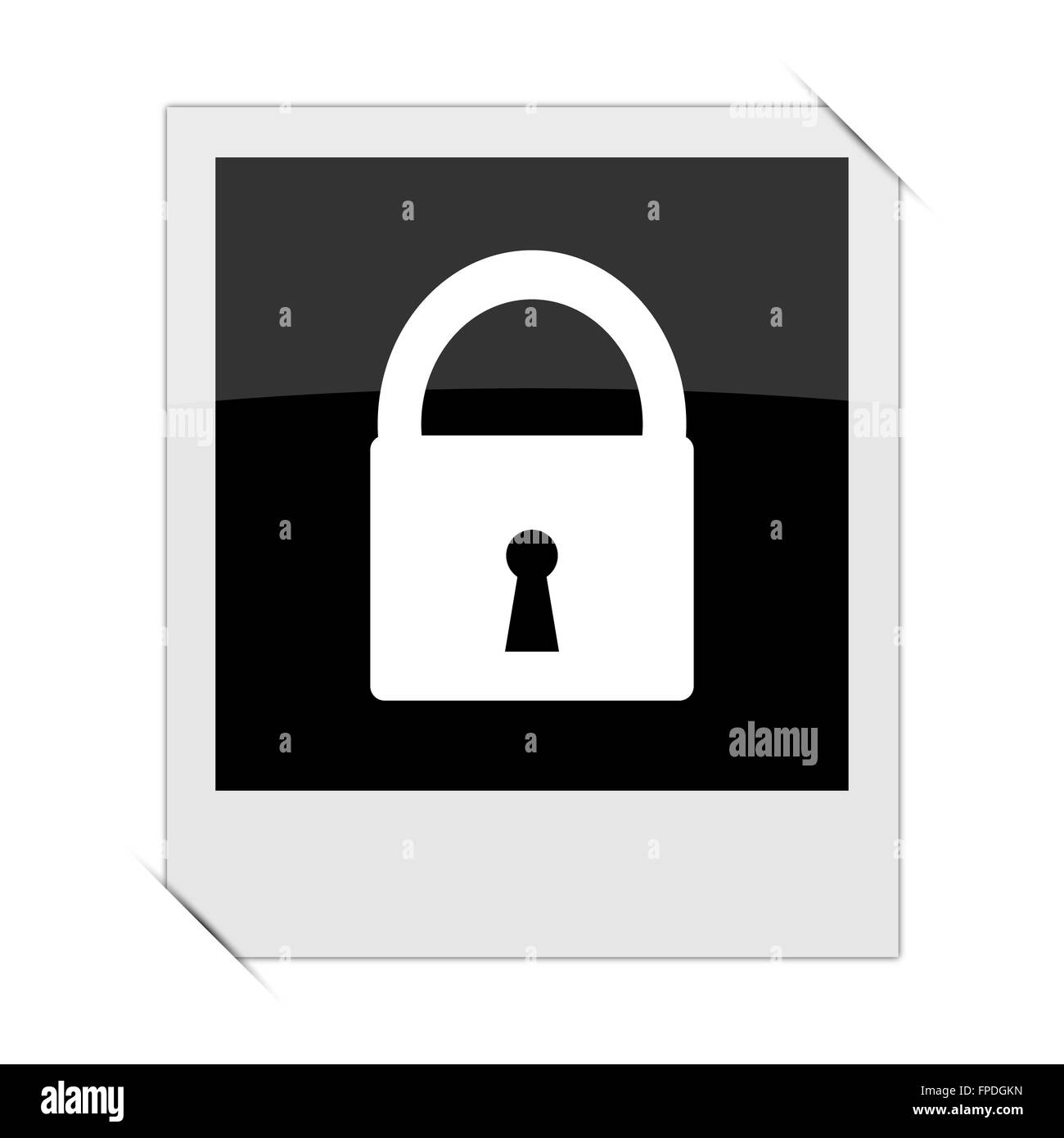 Lock icon within a photo on white background Stock Photo - Alamy