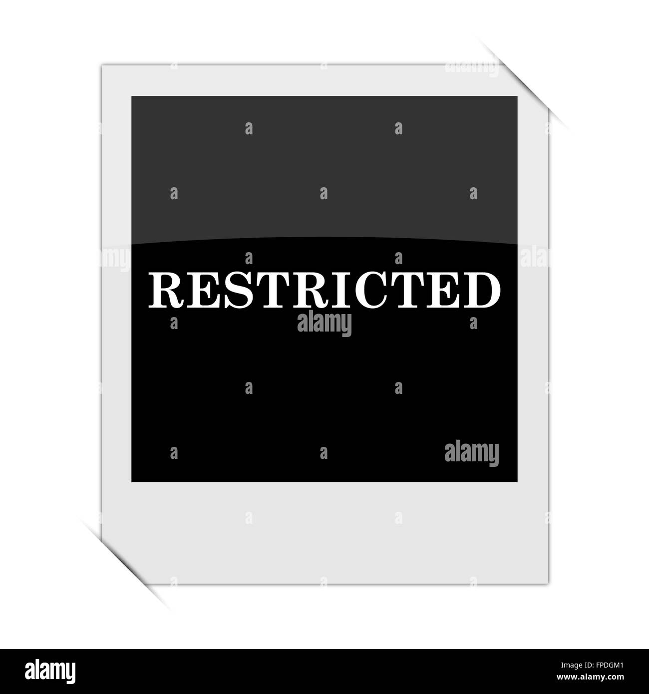 Restricted icon within a photo on white background Stock Photo - Alamy