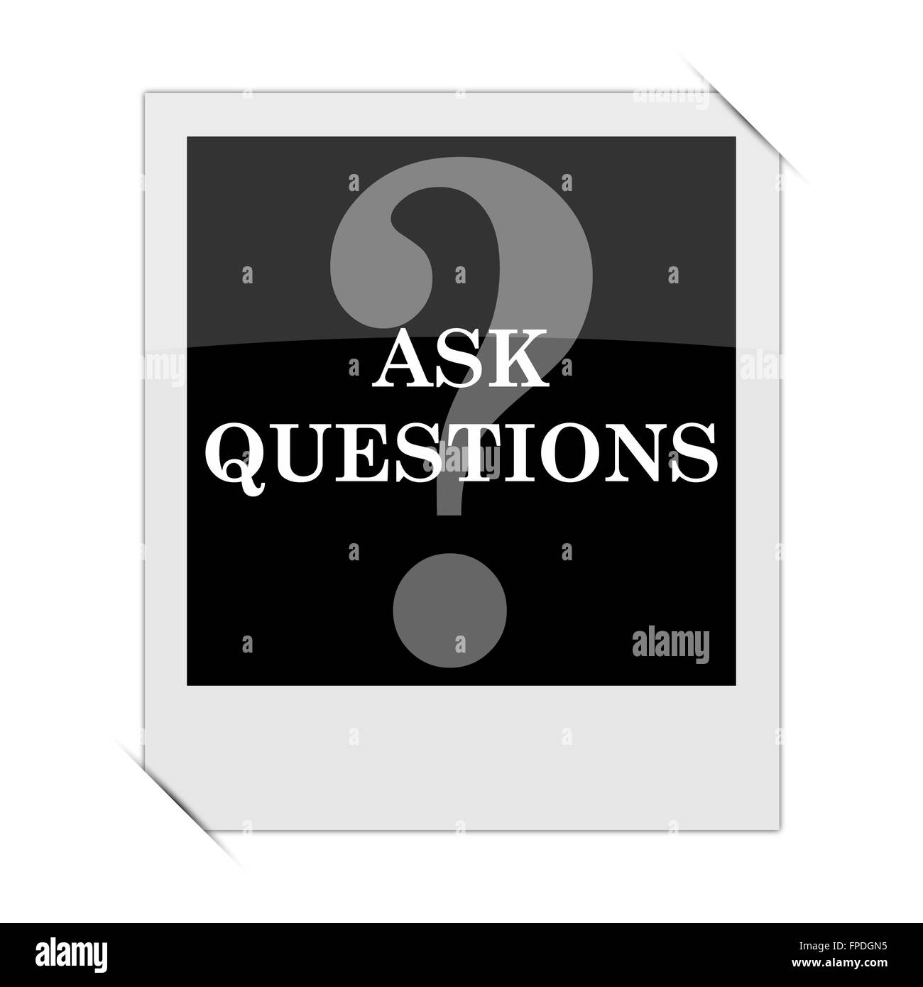 Ask questions icon within a photo on white background Stock Photo - Alamy