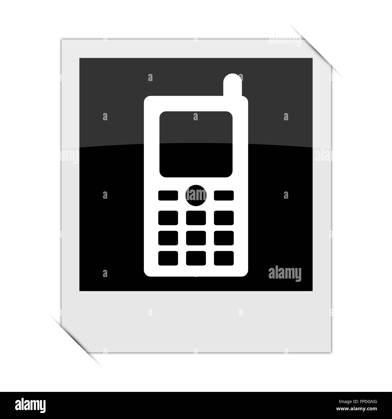 Mobile phone icon within a photo on white background Stock Photo - Alamy