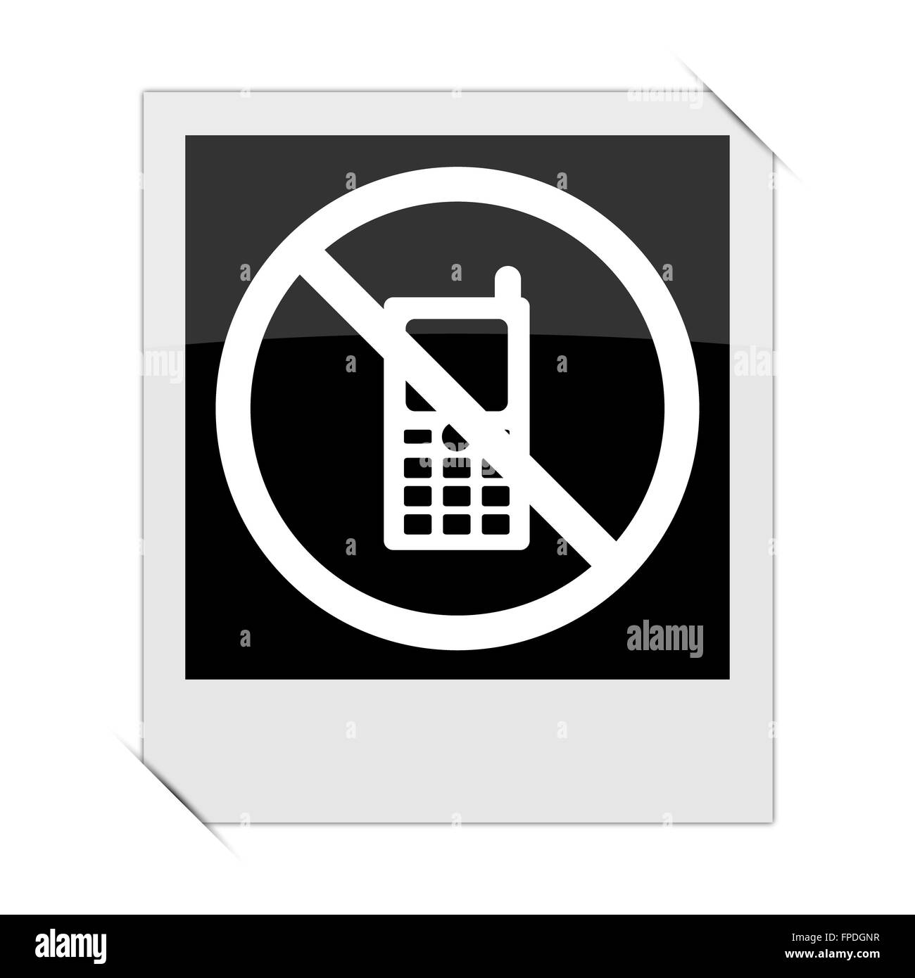 Mobile phone restricted icon within a photo on white background Stock ...