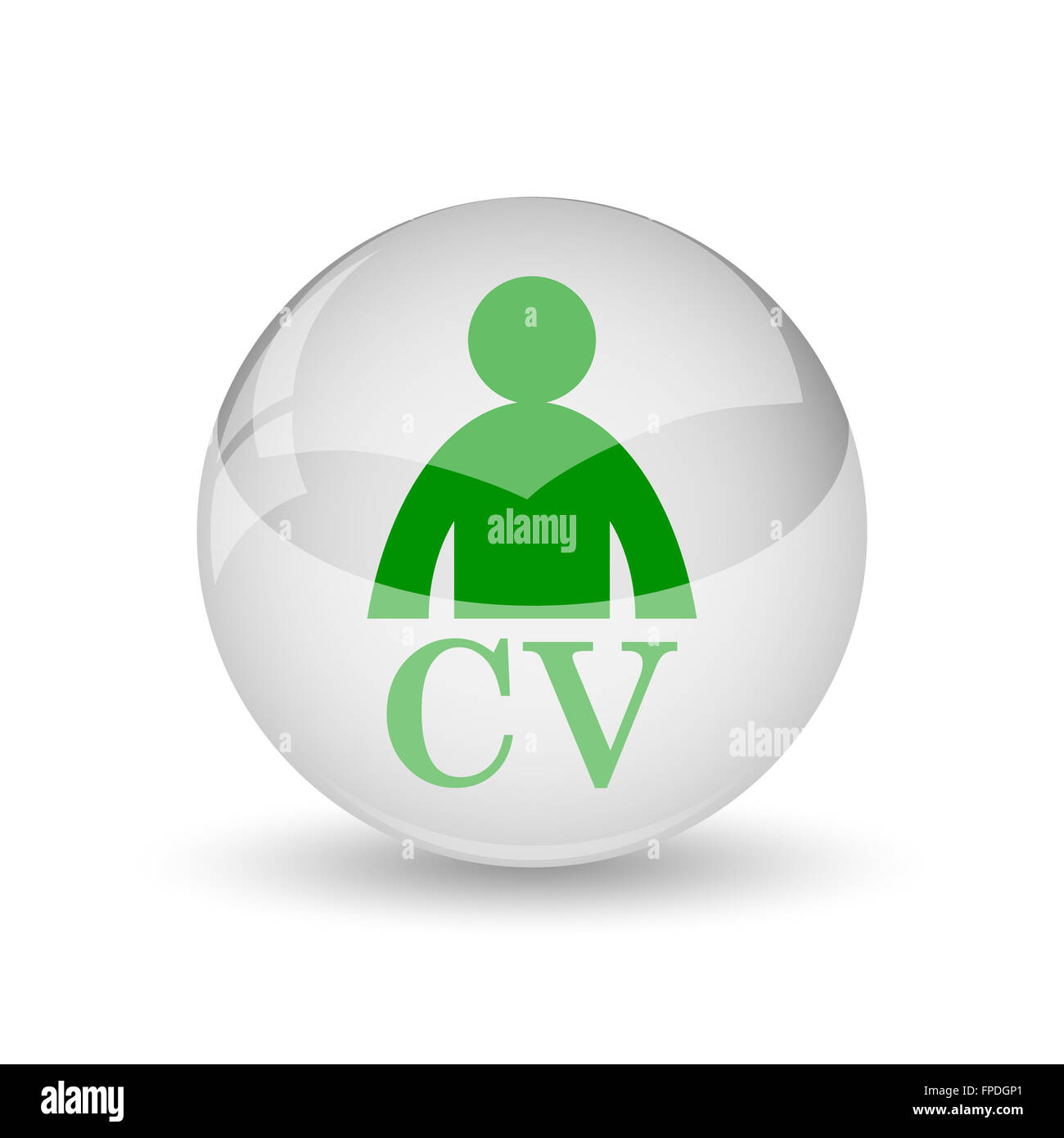CV icon. Internet button on white background Stock Photo - Alamy