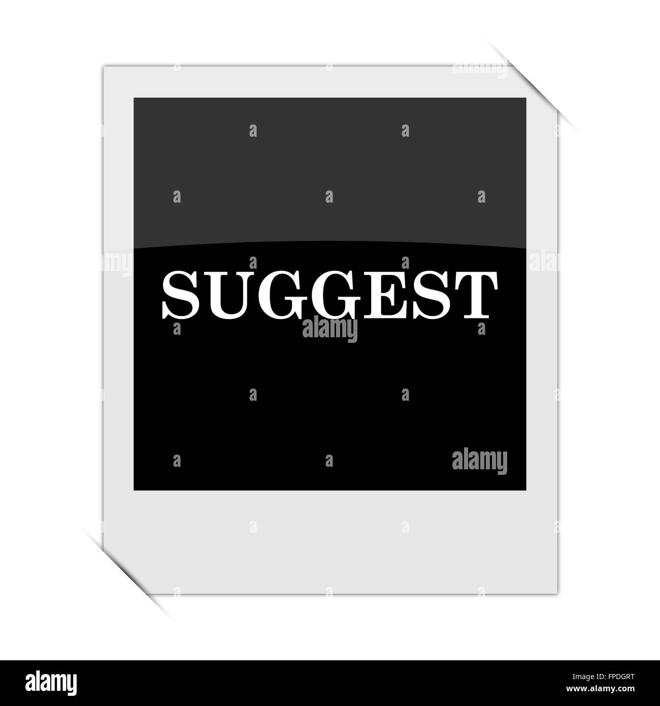 Suggest icon within a photo on white background Stock Photo - Alamy