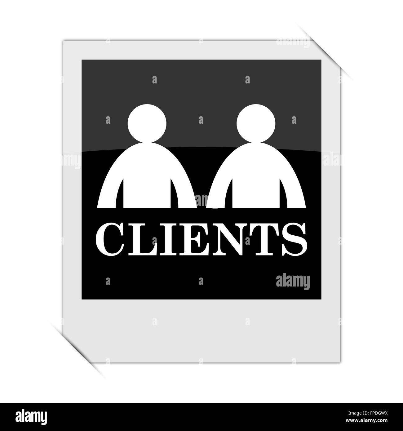 Clients icon within a photo on white background Stock Photo - Alamy