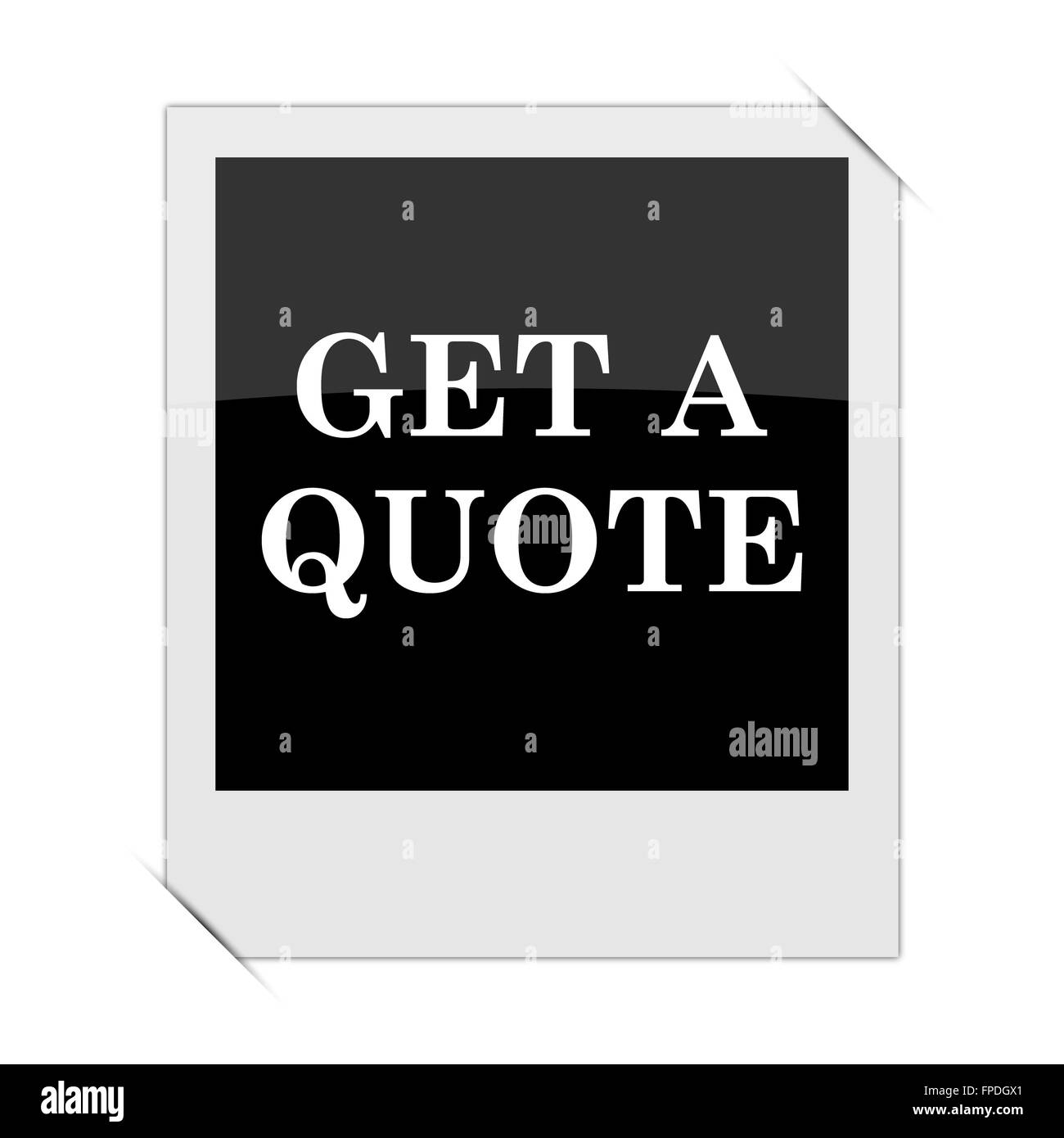 Get a quote icon within a photo on white background Stock Photo - Alamy