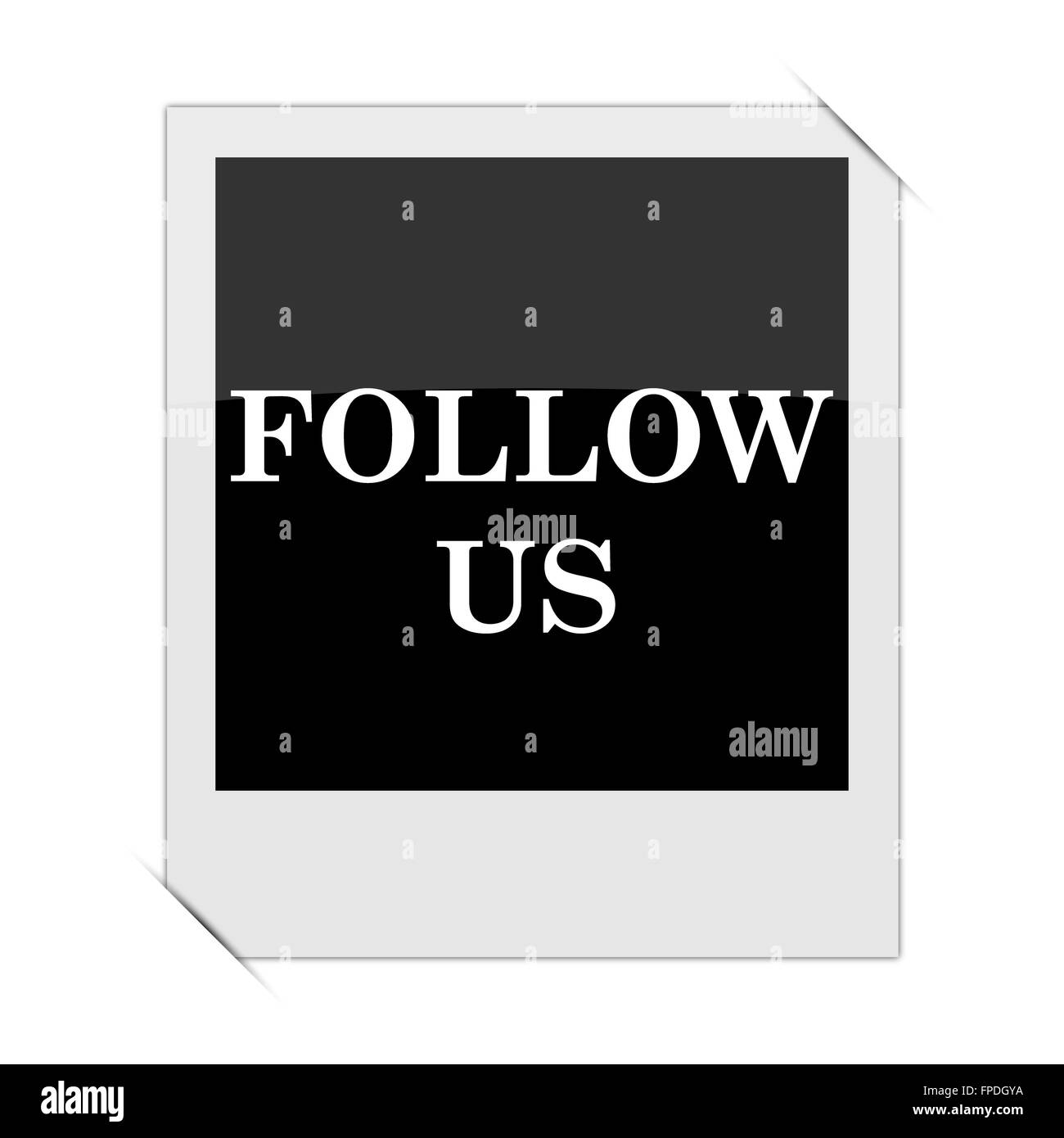 Follow us icon within a photo on white background Stock Photo - Alamy