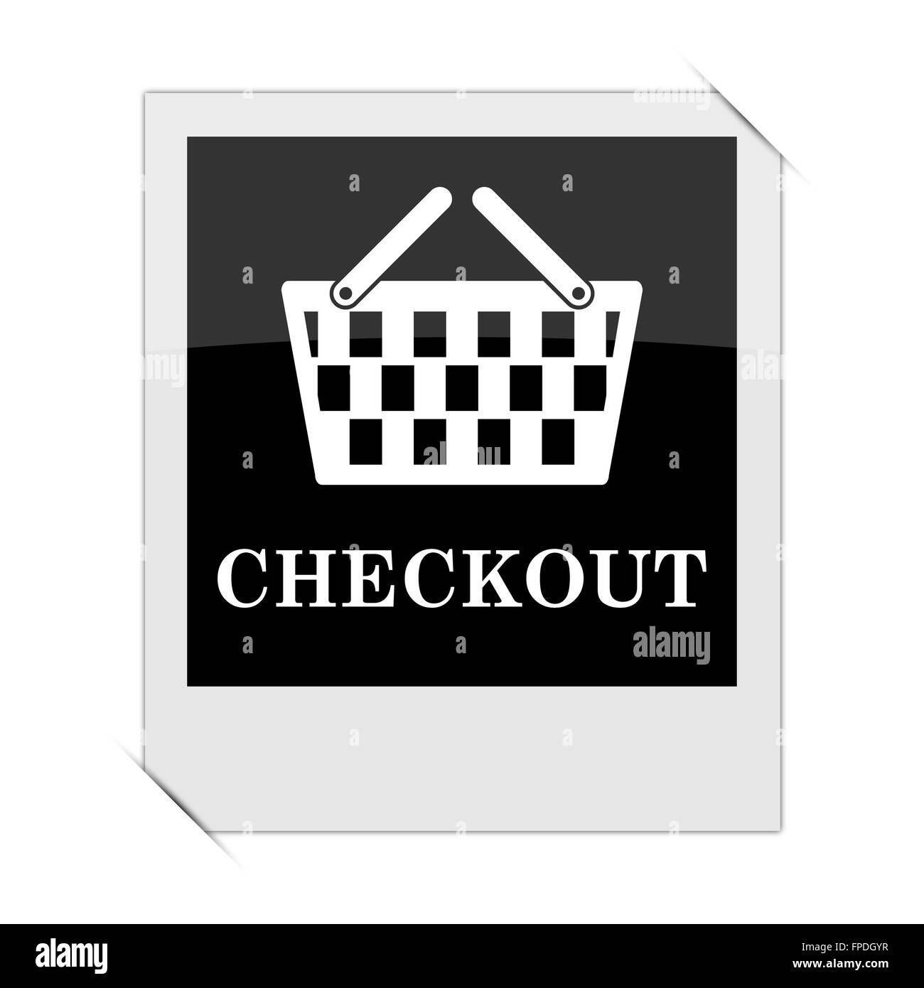 Checkout icon within a photo on white background Stock Photo - Alamy