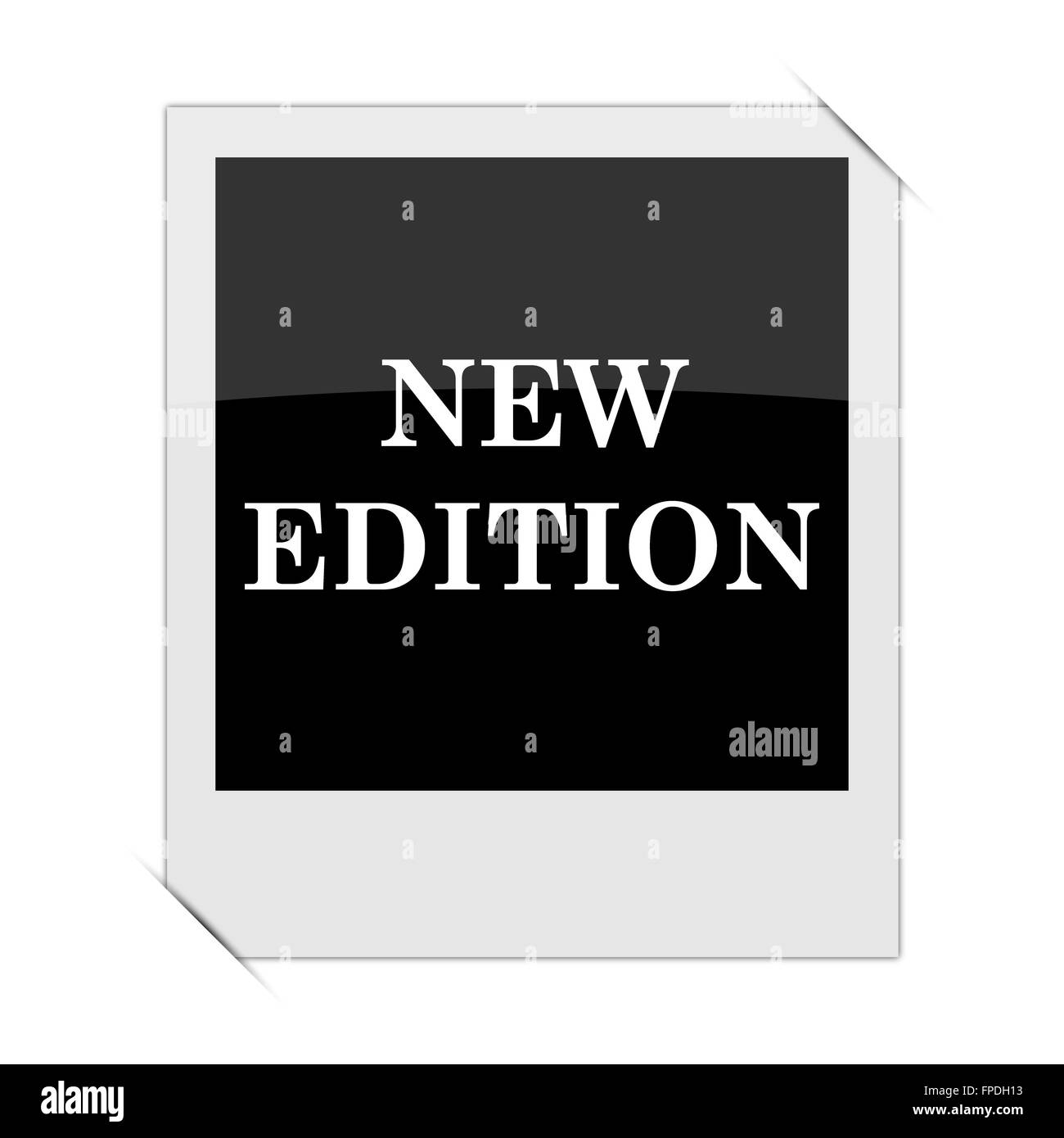 New edition icon within a photo on white background Stock Photo - Alamy