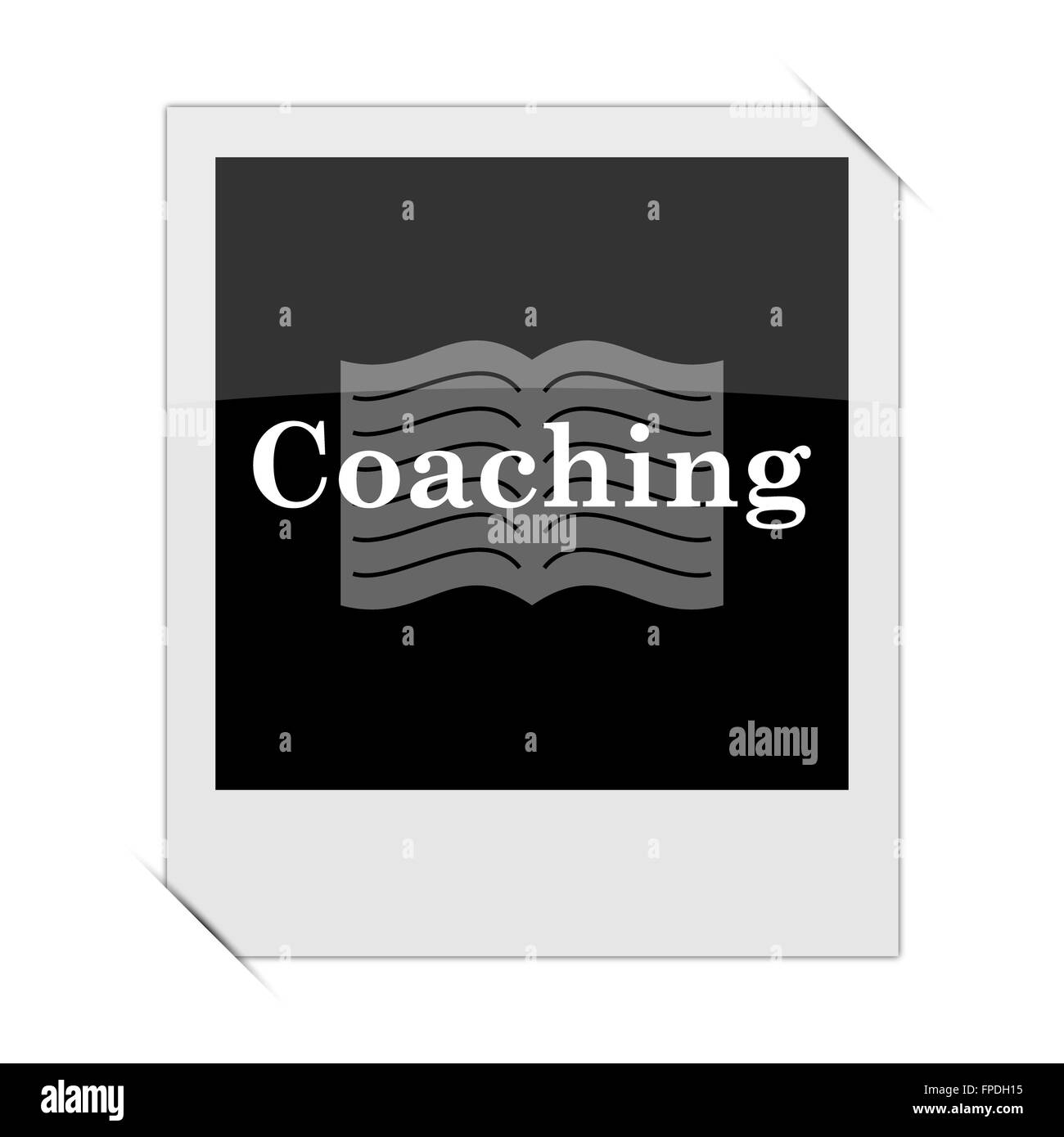 Coaching icon within a photo on white background Stock Photo - Alamy