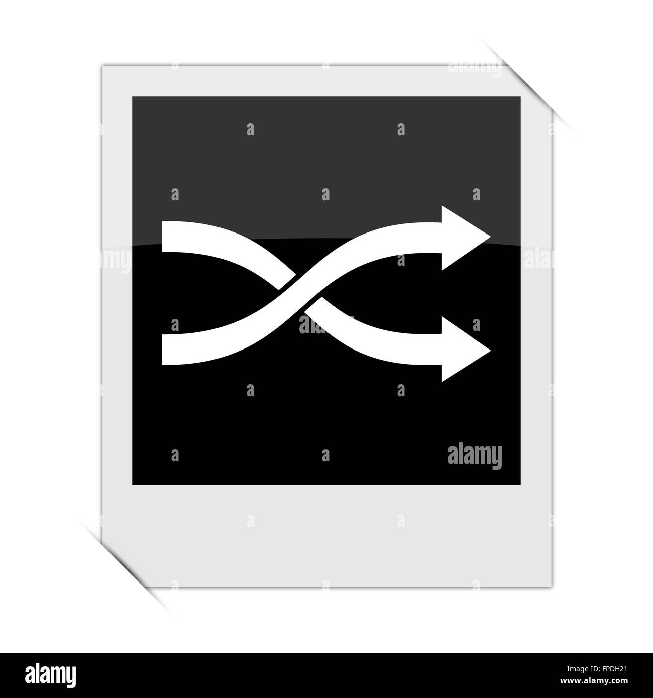Shuffle icon within a photo on white background Stock Photo - Alamy