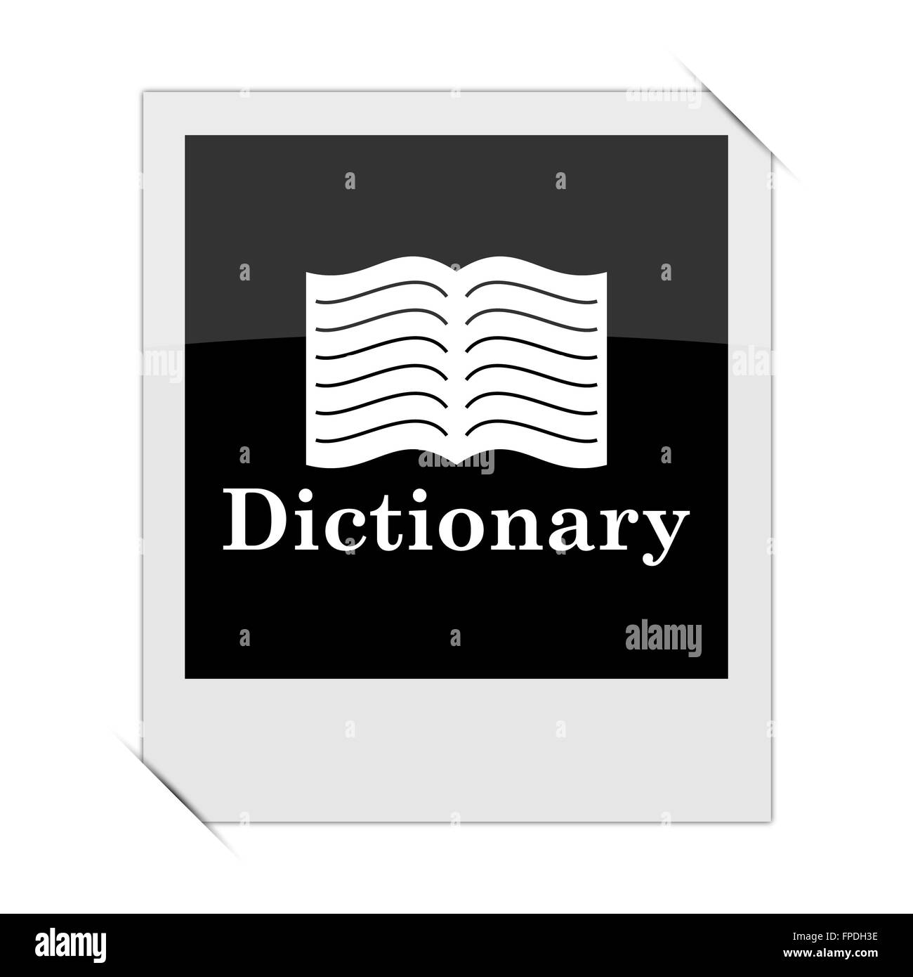 Dictionary icon within a photo on white background Stock Photo - Alamy