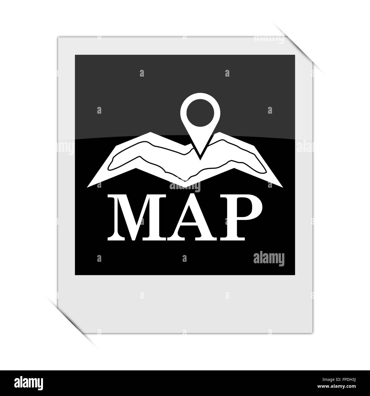 Map icon within a photo on white background Stock Photo - Alamy