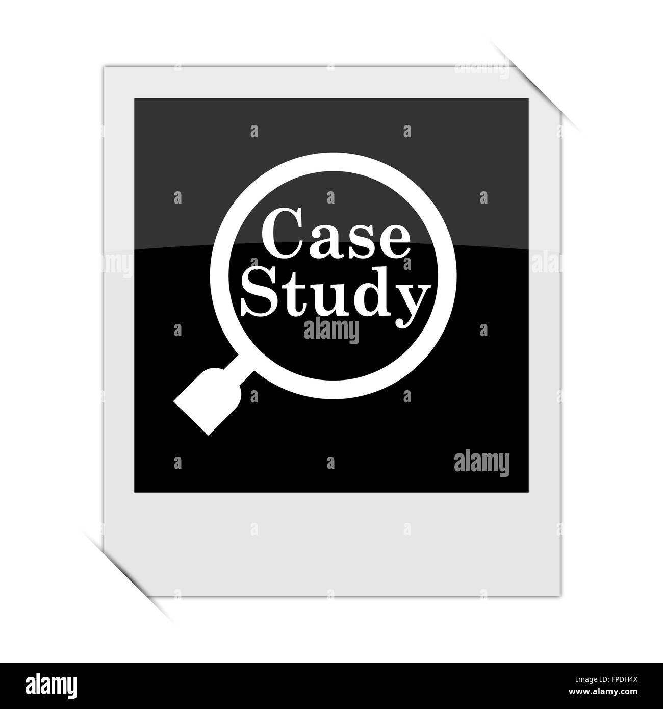 Case study icon within a photo on white background Stock Photo - Alamy