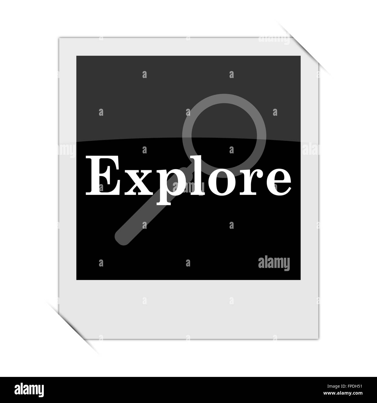 Explore icon within a photo on white background Stock Photo - Alamy
