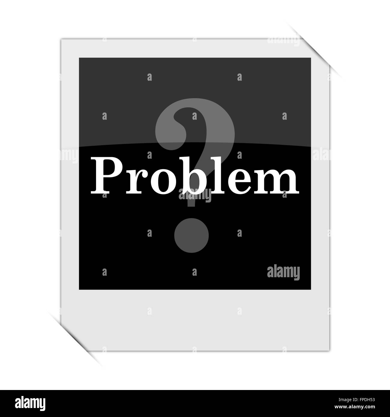 Problem icon within a photo on white background Stock Photo - Alamy