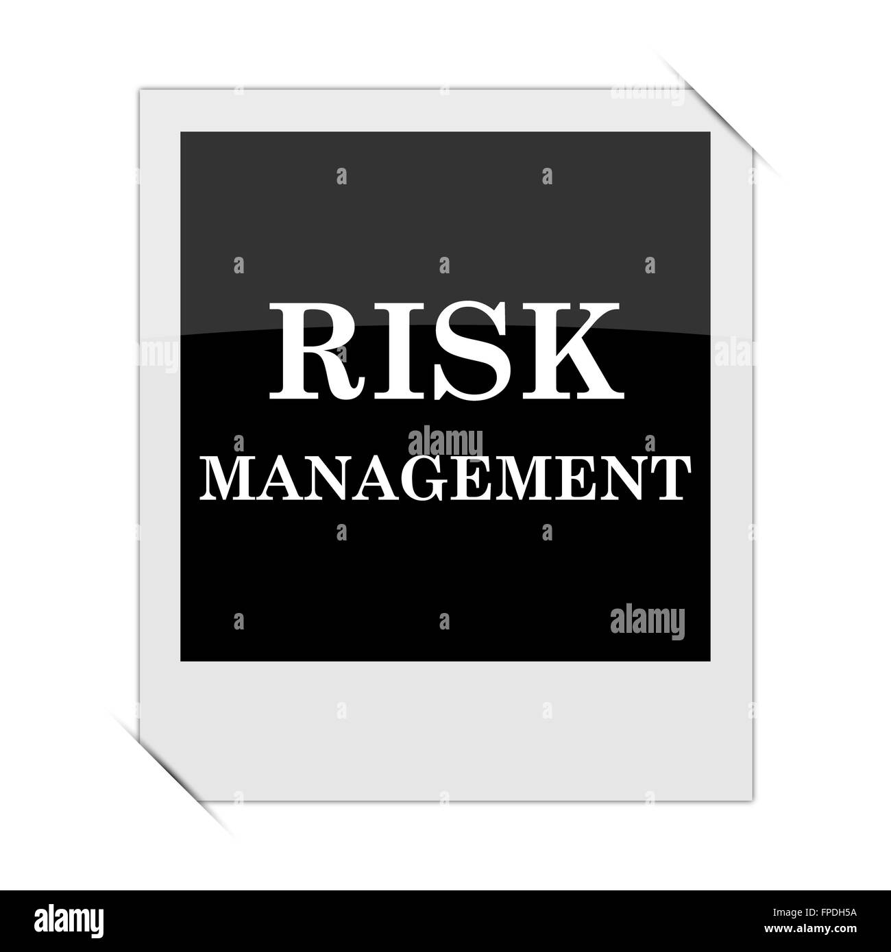 Risk management icon within a photo on white background Stock Photo - Alamy