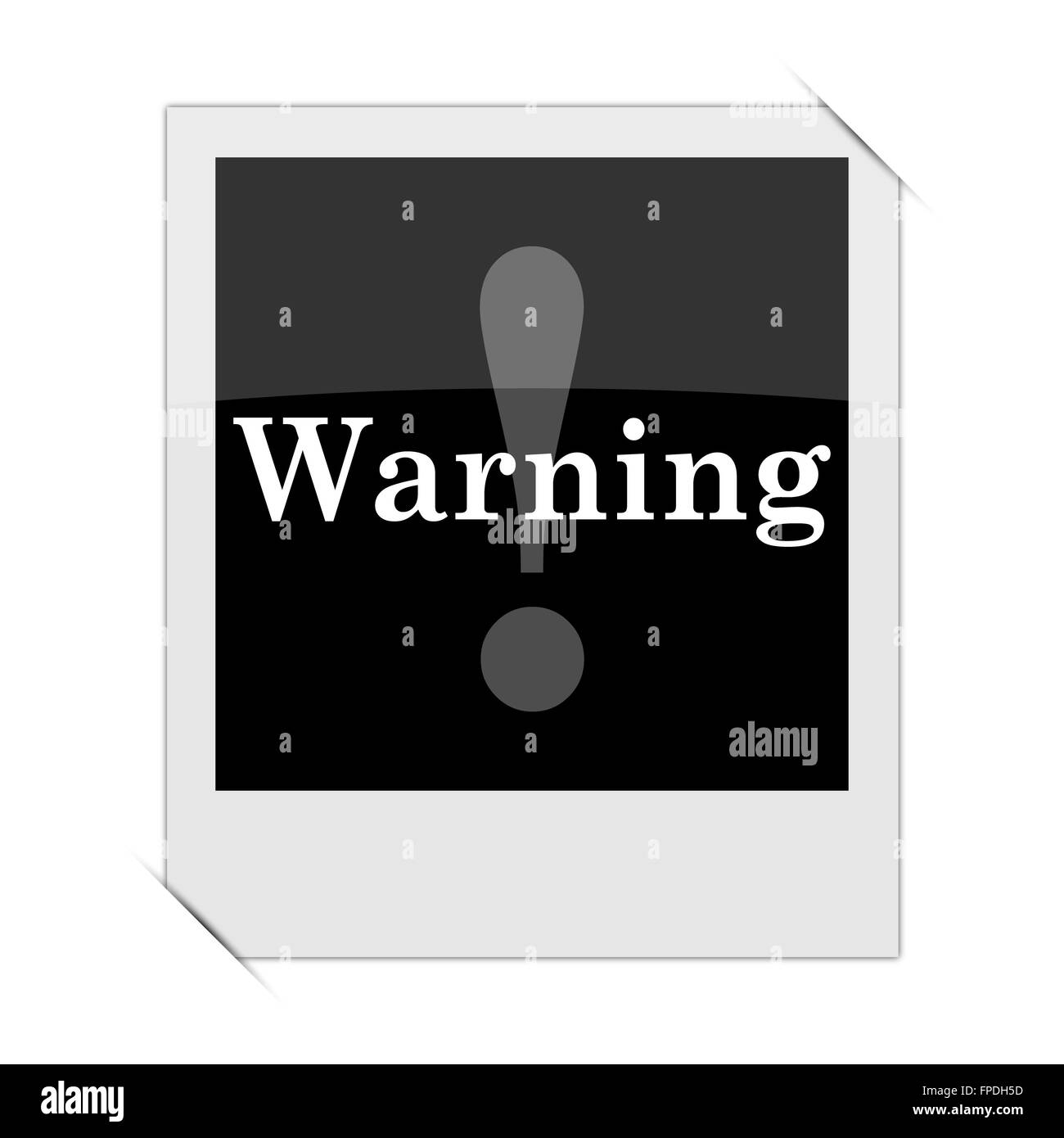 Warning icon within a photo on white background Stock Photo - Alamy