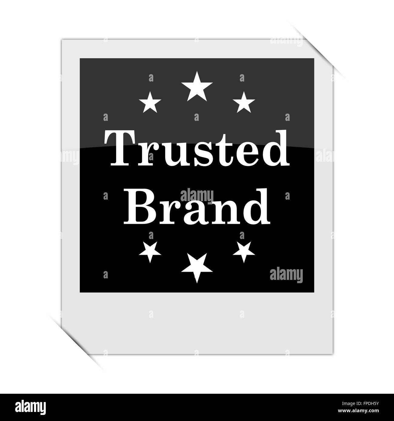 Trusted brand icon within a photo on white background Stock Photo - Alamy