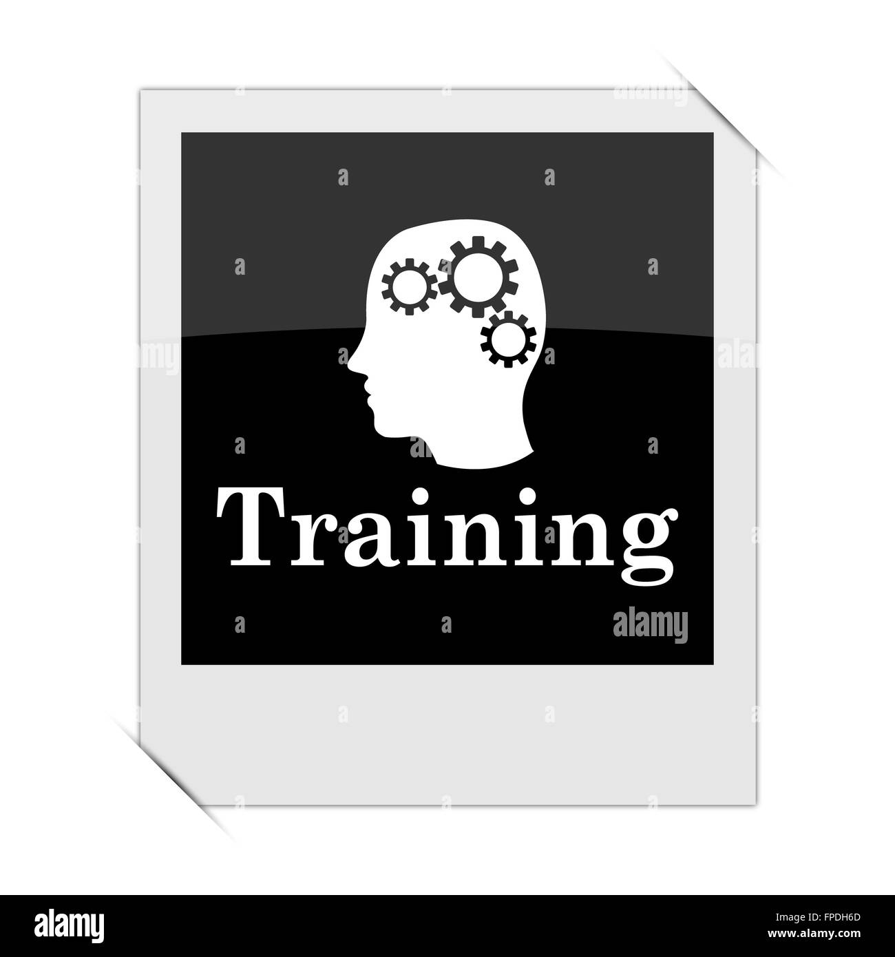 Training icon within a photo on white background Stock Photo - Alamy