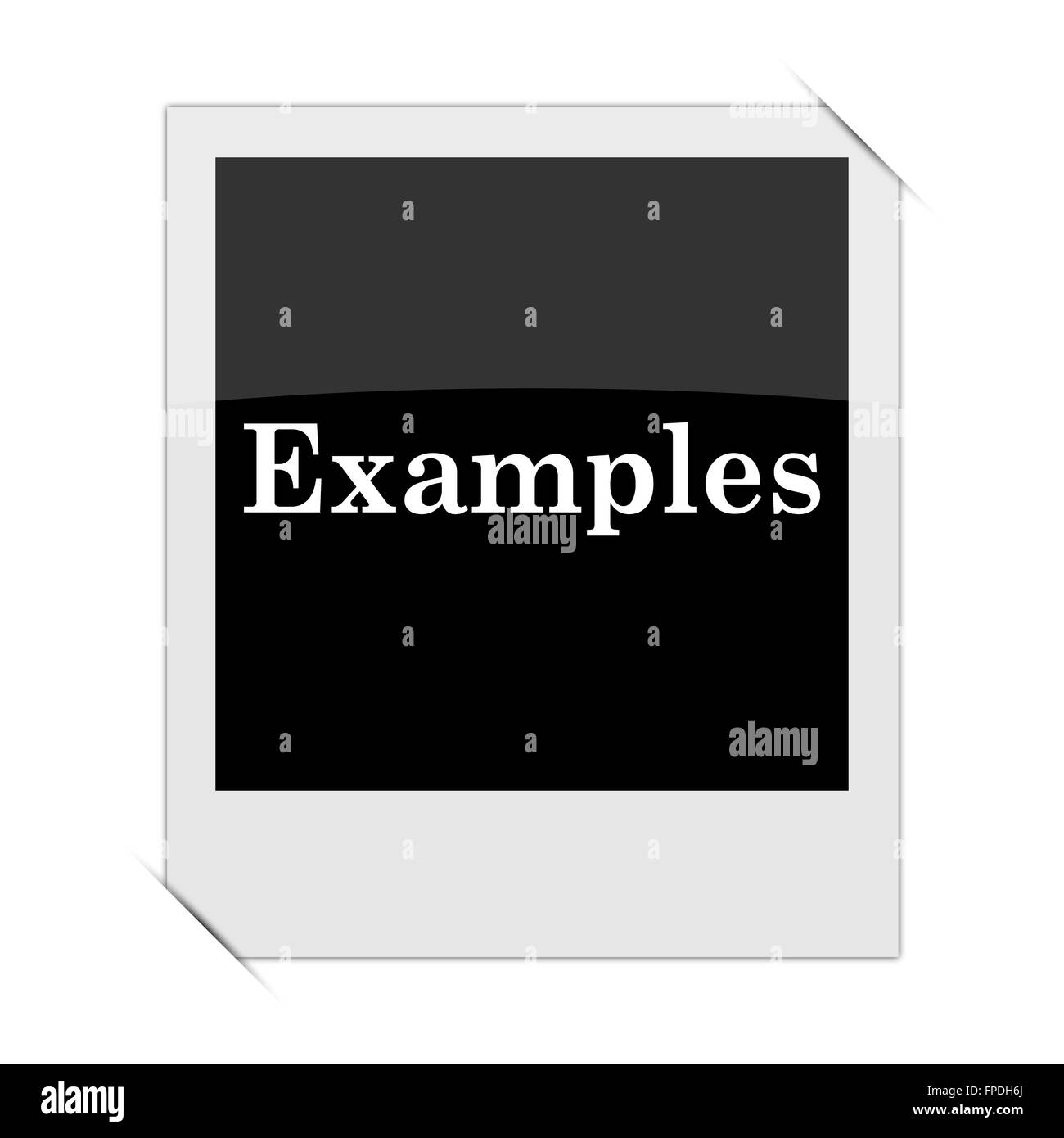 Examples icon within a photo on white background Stock Photo - Alamy