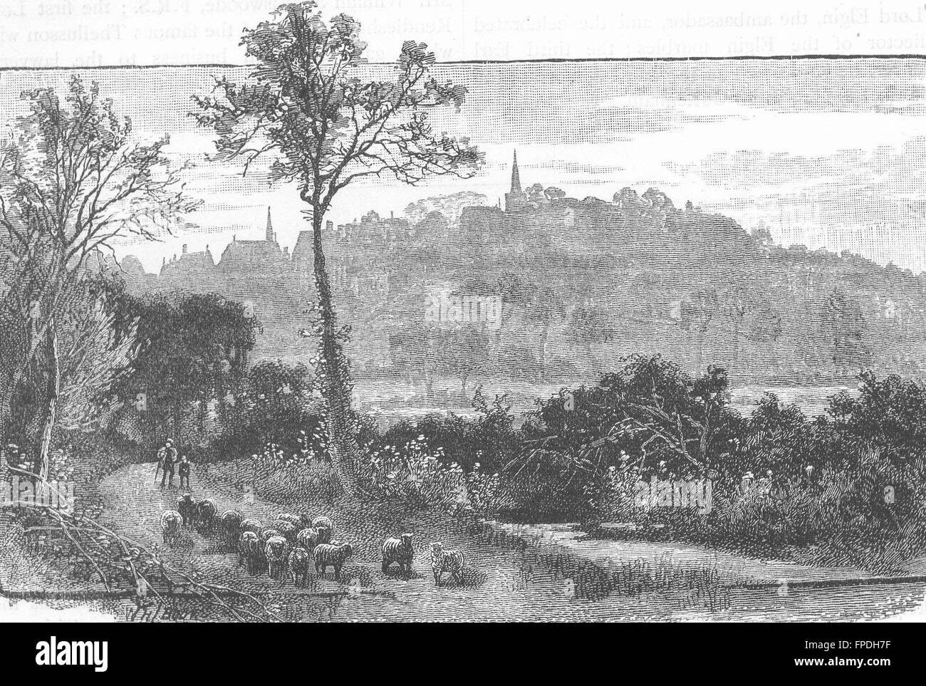 HARROW WEALD: Distant view of Harrow, antique print 1888 Stock Photo ...