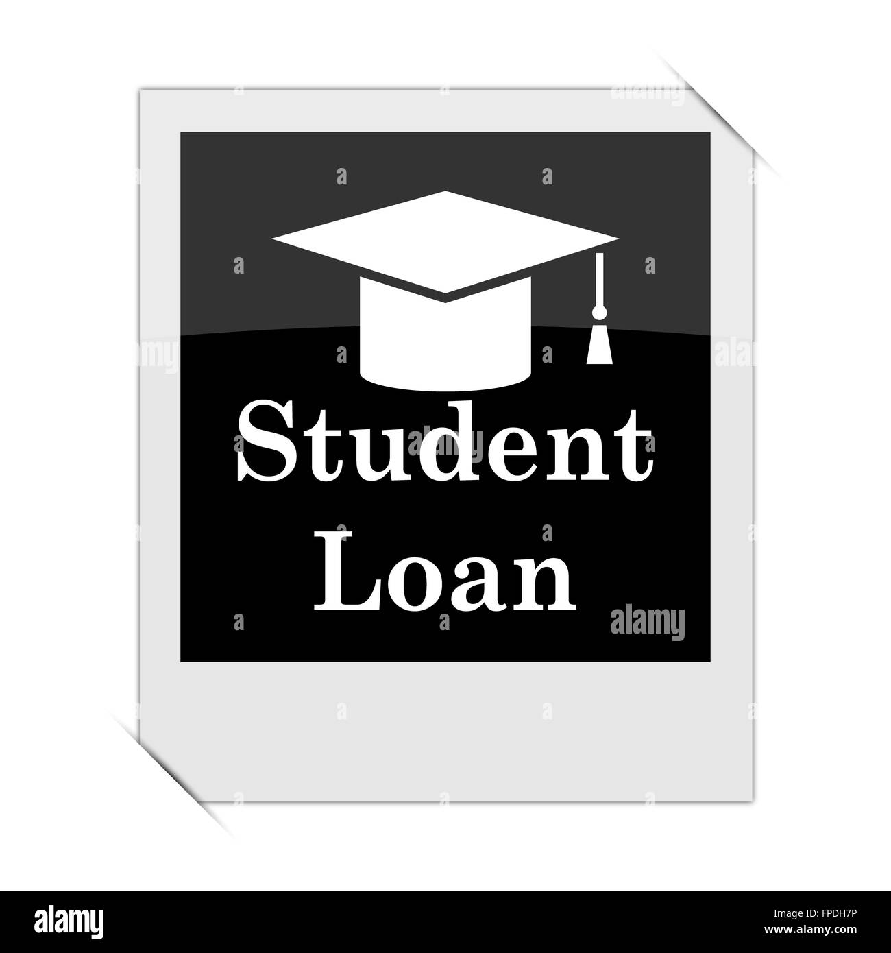 Student loan icon within a photo on white background Stock Photo - Alamy