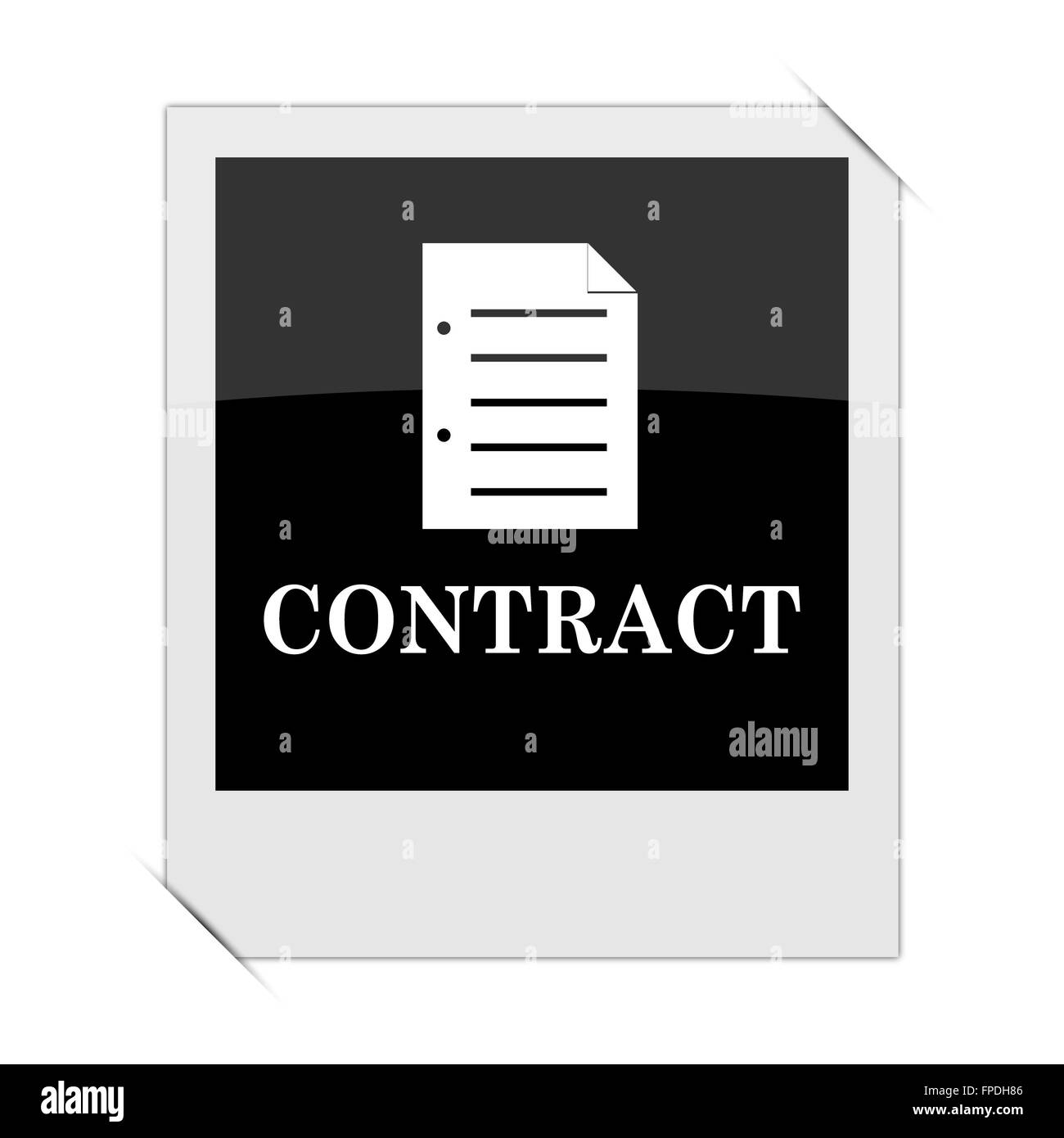 Contract icon within a photo on white background Stock Photo - Alamy