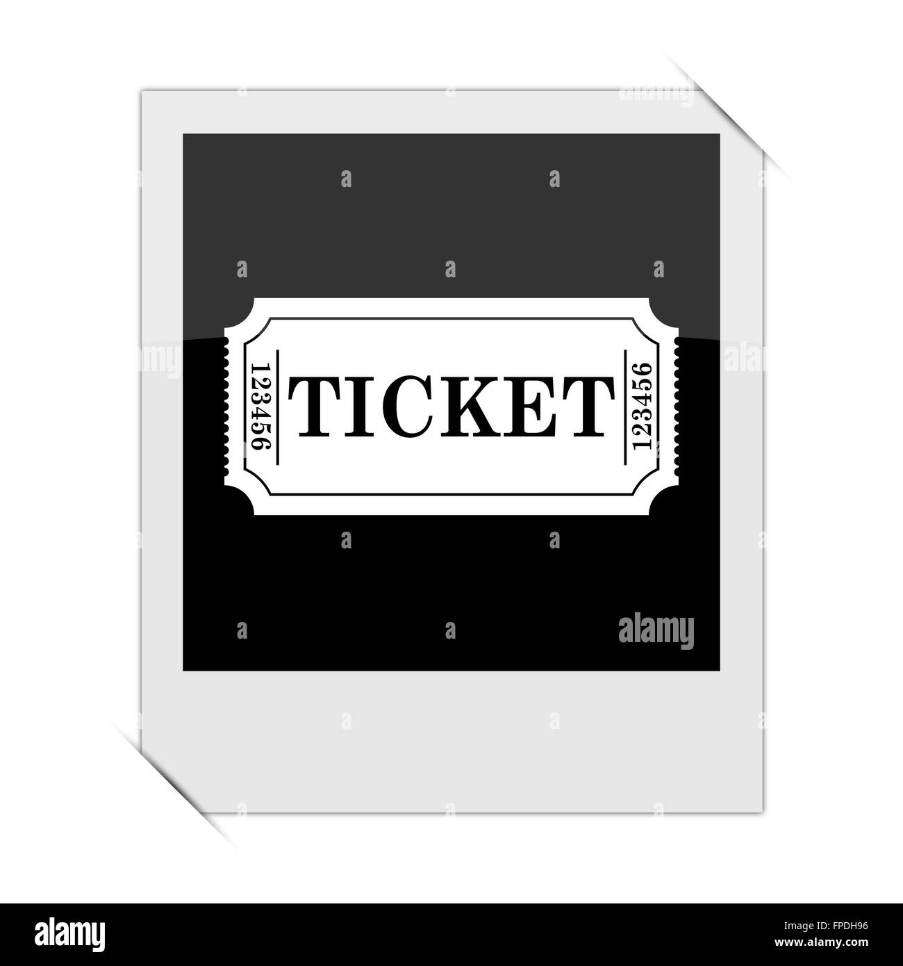 Cinema ticket icon within a photo on white background Stock Photo - Alamy