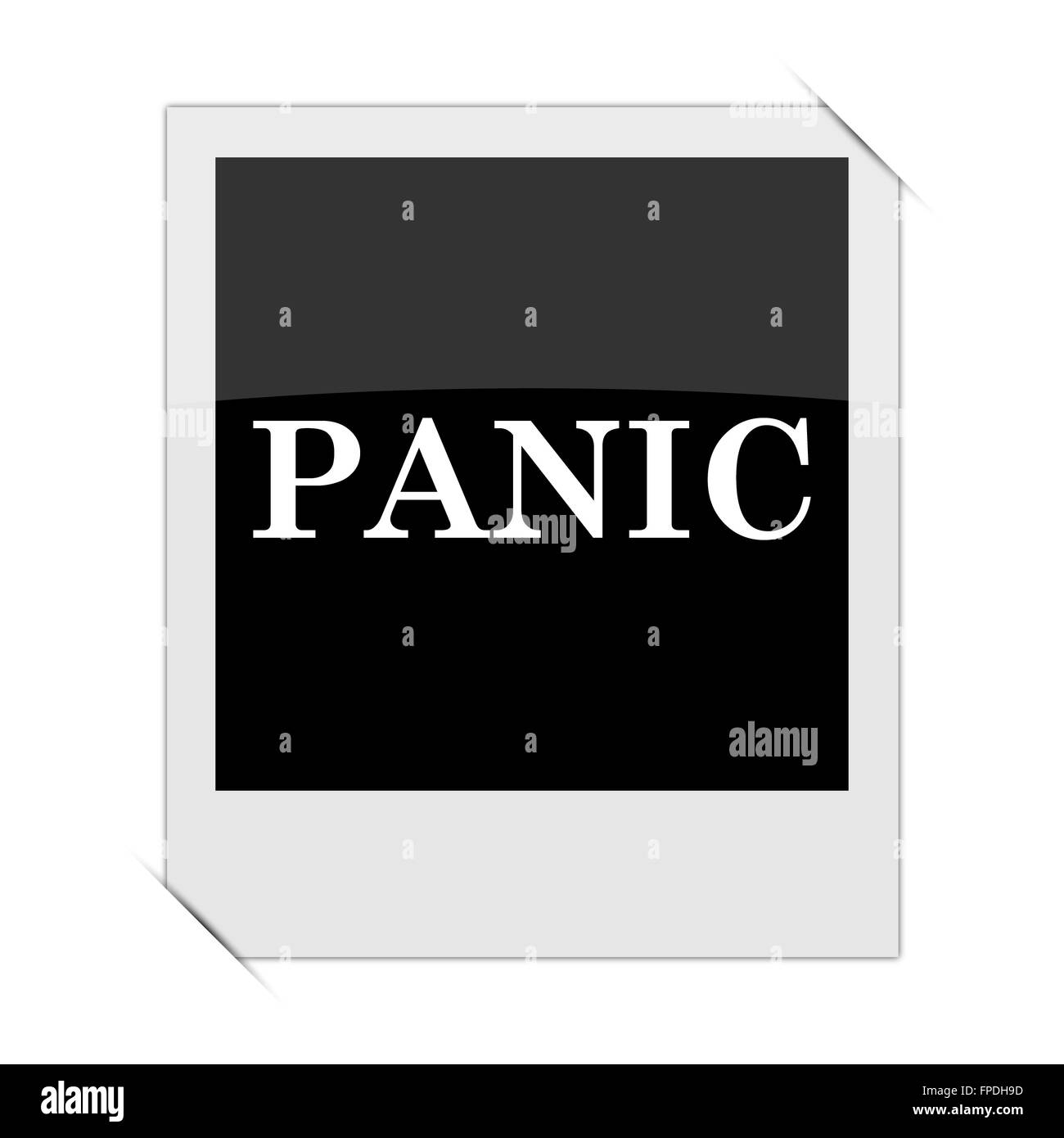 Panic icon within a photo on white background Stock Photo - Alamy