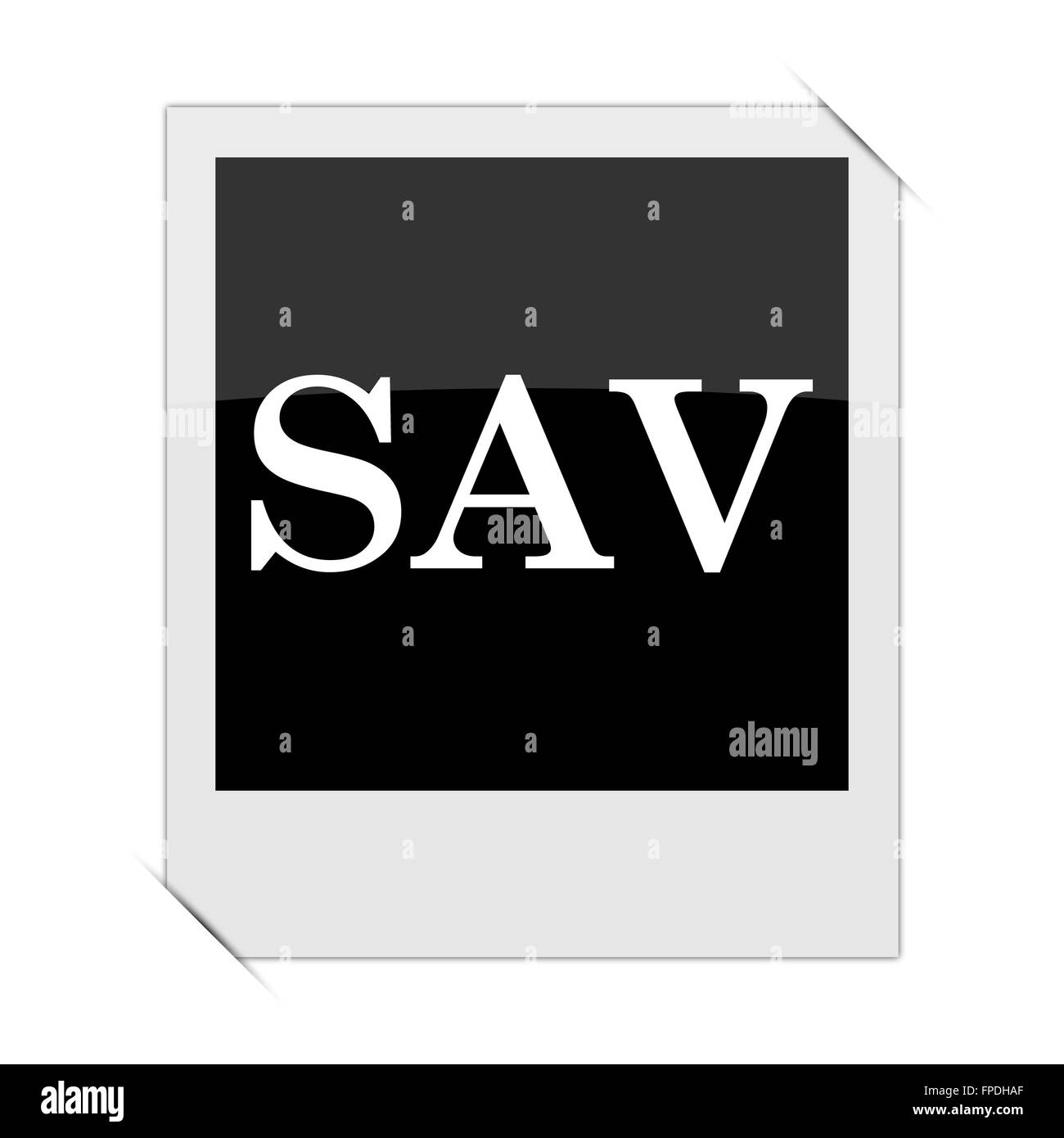 SAV icon within a photo on white background Stock Photo - Alamy
