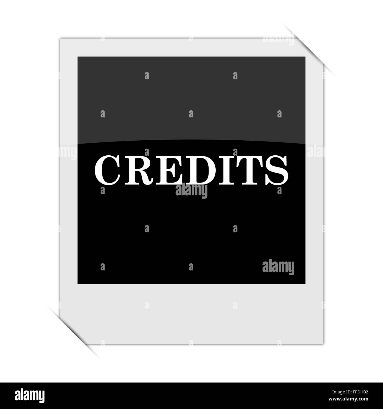 Credits icon within a photo on white background Stock Photo - Alamy