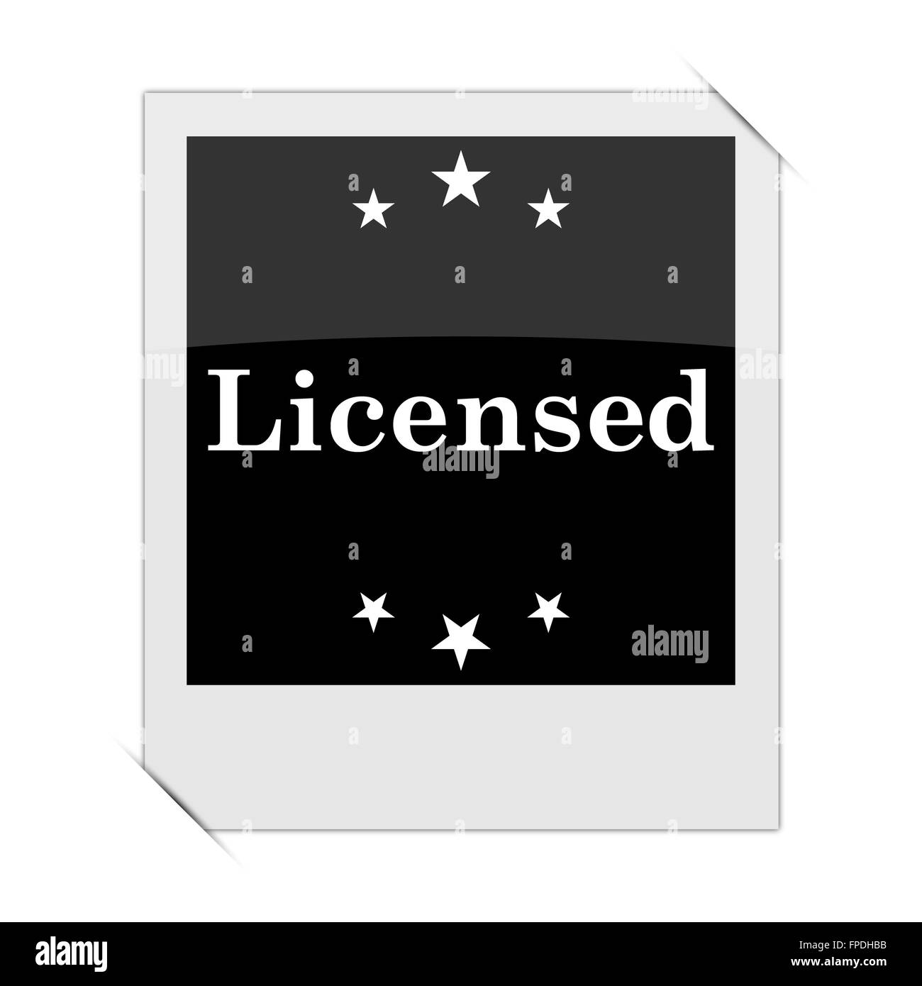 Licensed icon within a photo on white background Stock Photo - Alamy