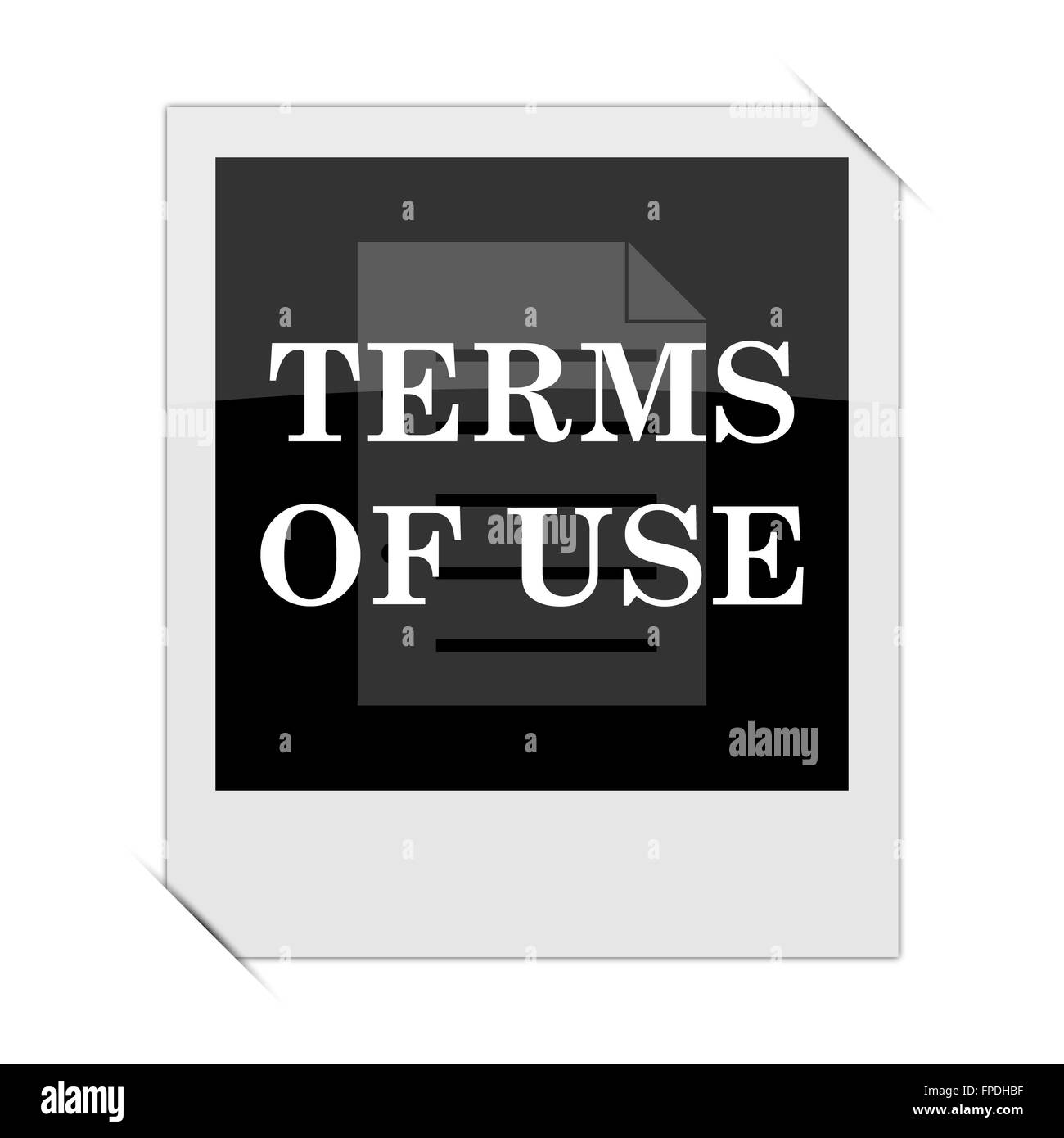 Terms of use icon within a photo on white background Stock Photo - Alamy