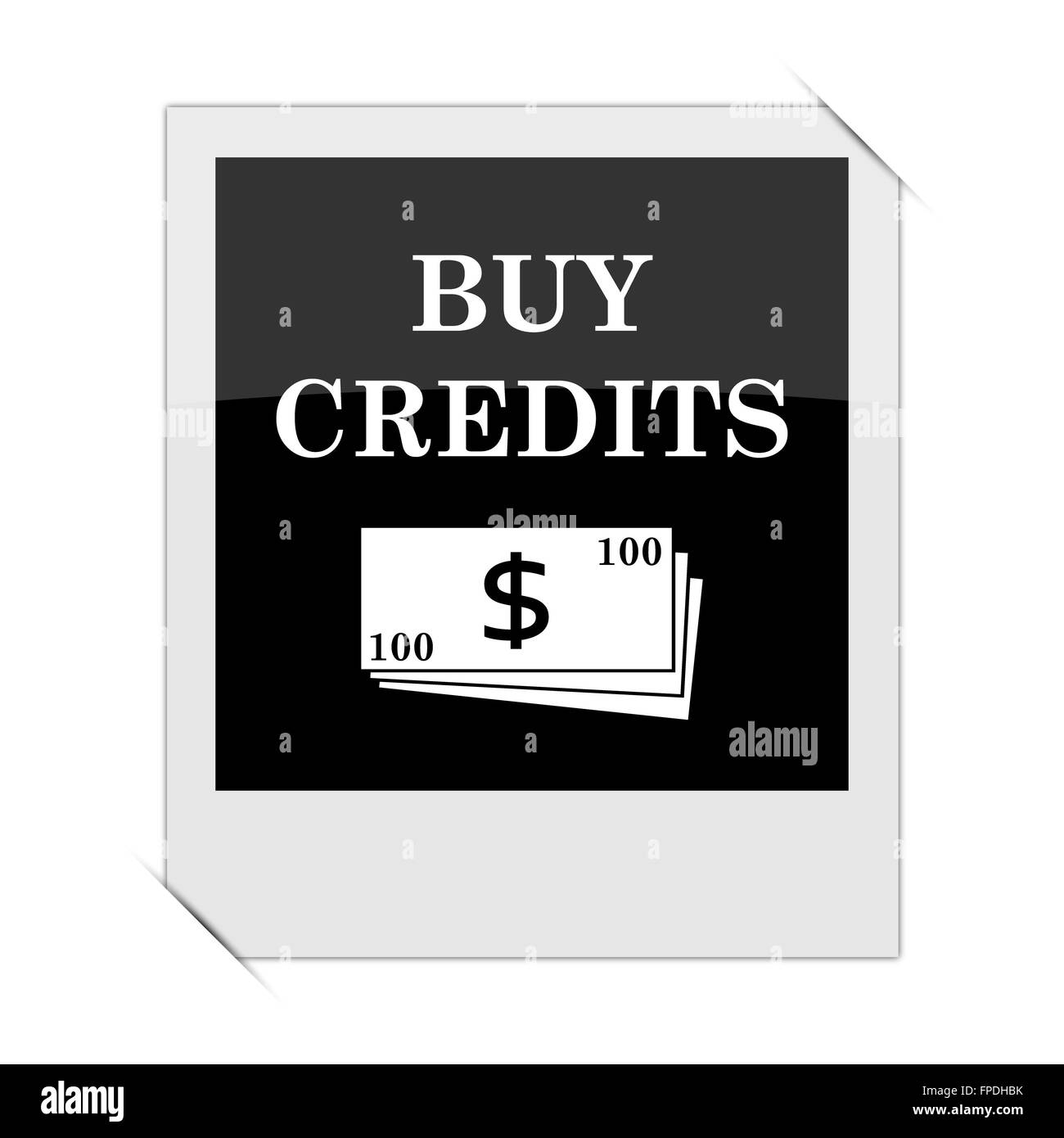 Buy credits icon within a photo on white background Stock Photo - Alamy