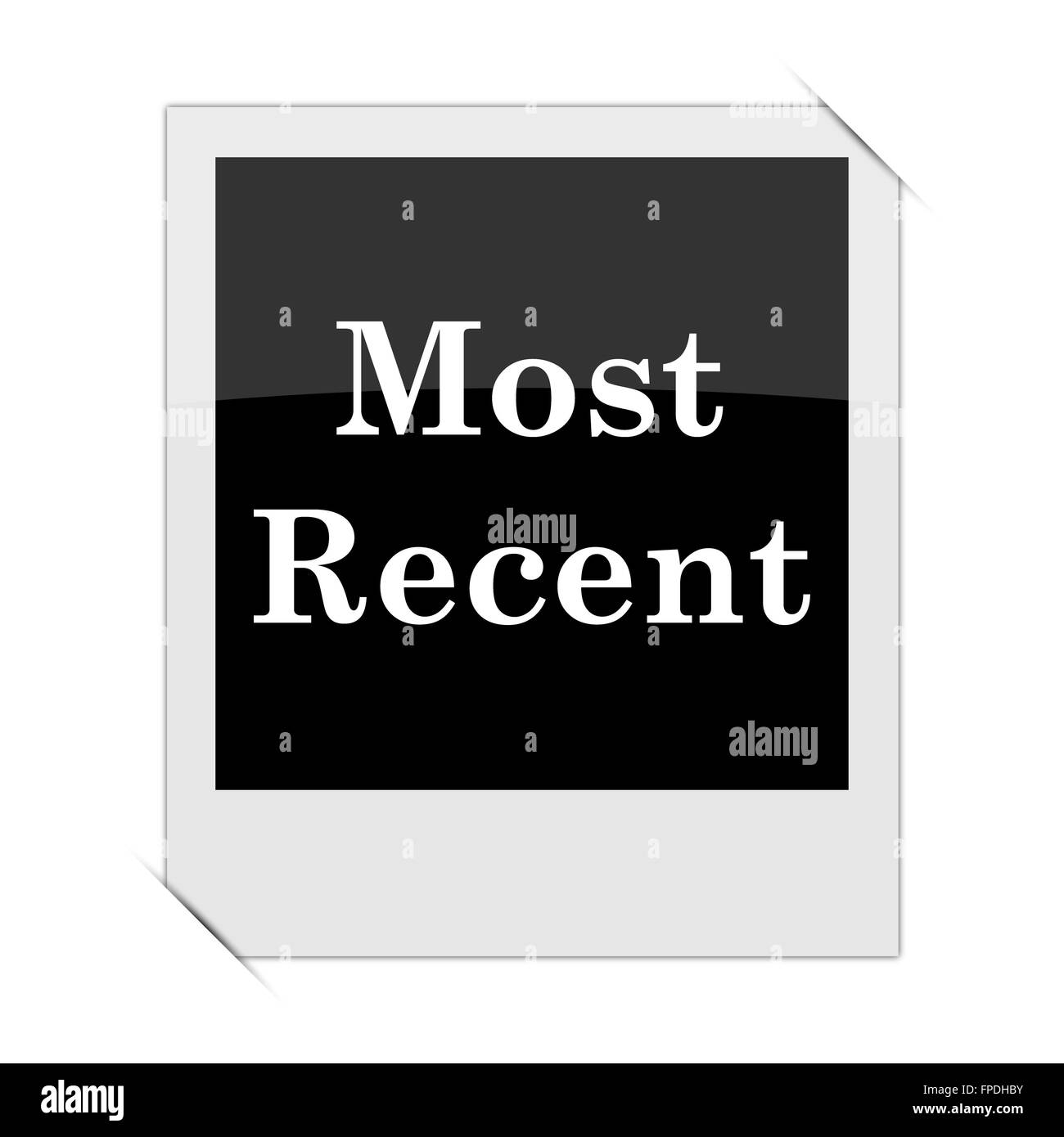 Most recent icon within a photo on white background Stock Photo - Alamy