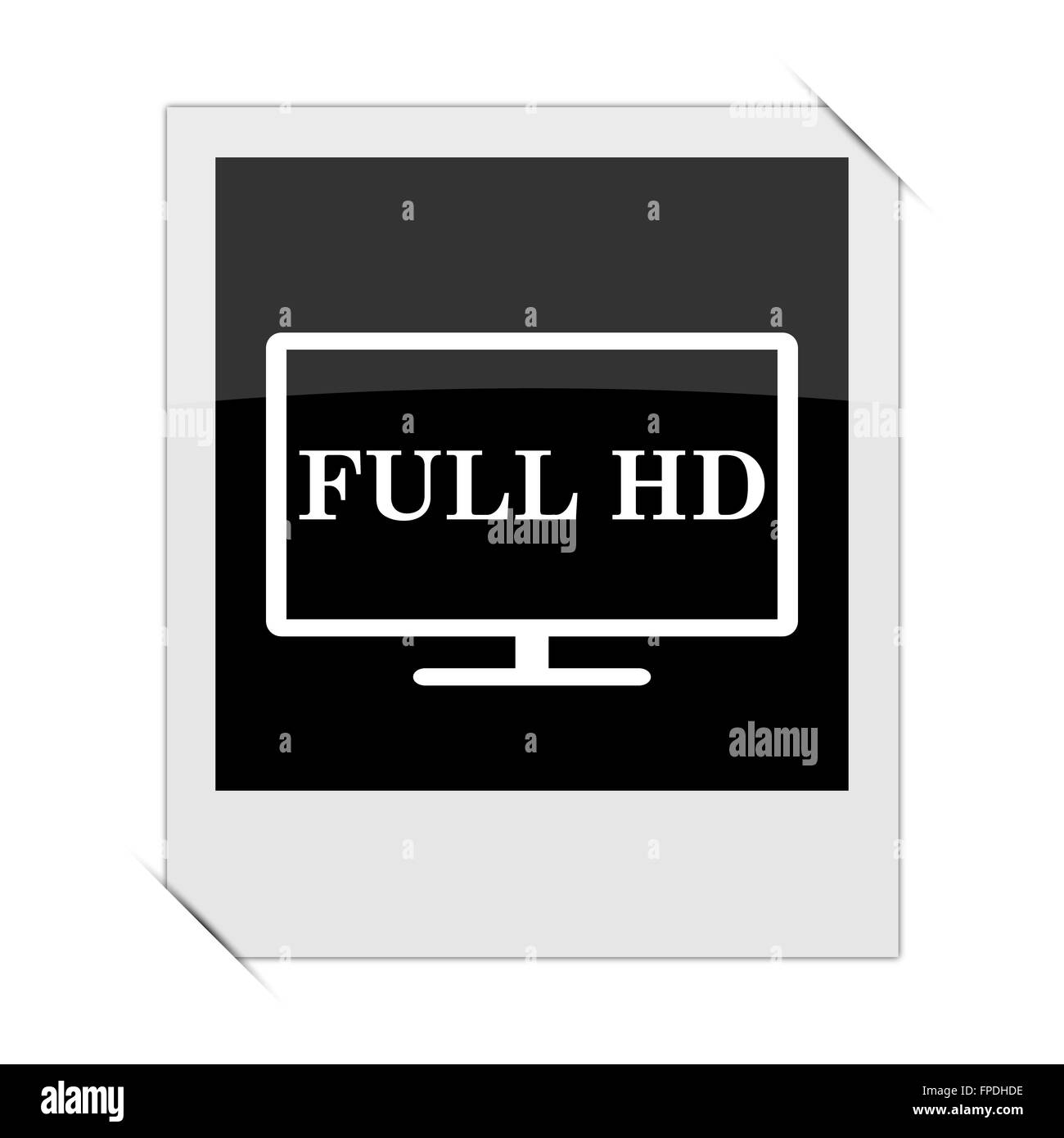 Full HD icon within a photo on white background Stock Photo - Alamy